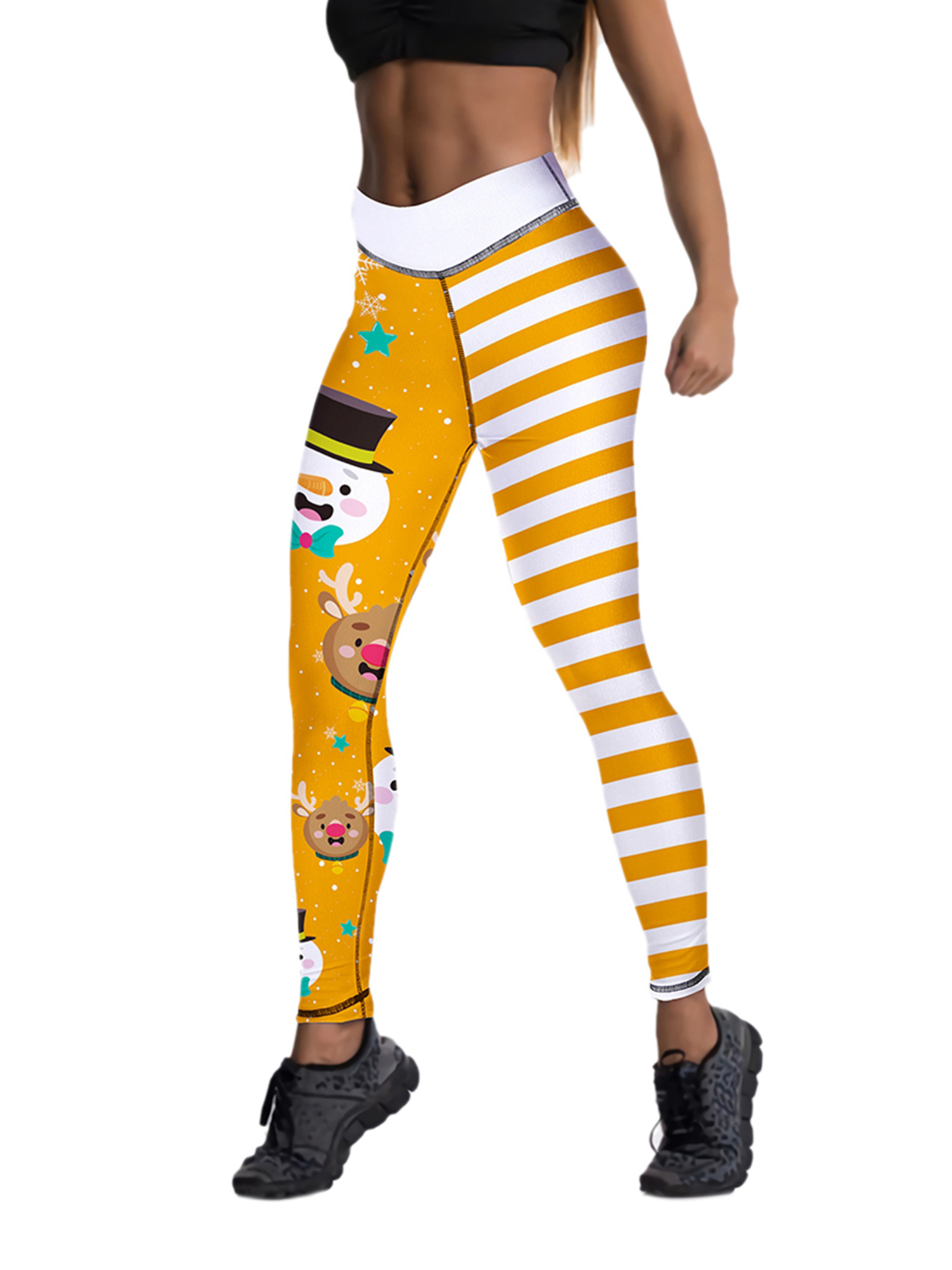 SAYOO Women Christmas Leggings, Fashion Snowman Reindeer Stripes ...