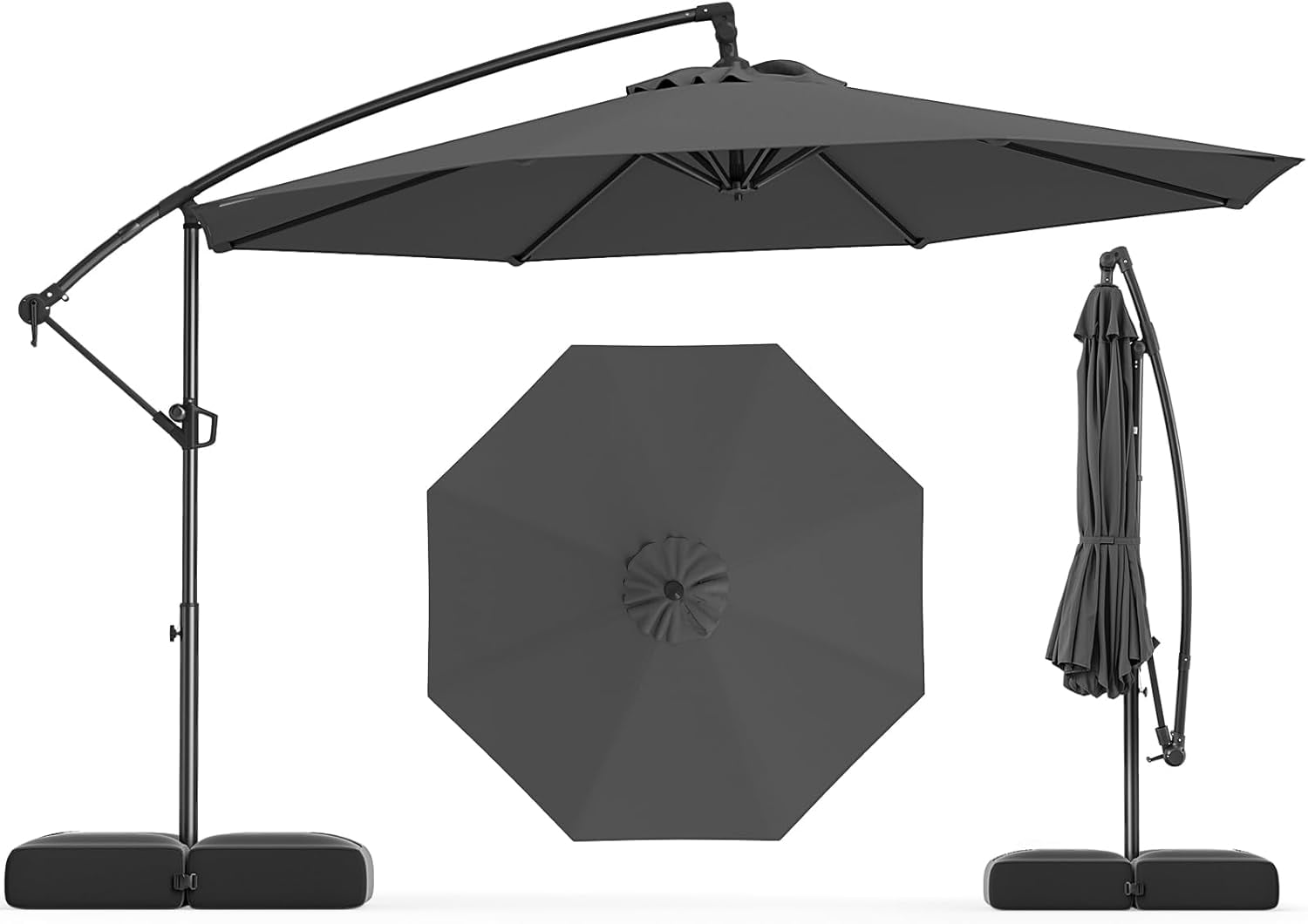 SAZYY 10ft Patio Umbrella with Base, Offset Cantilever Outdoor Umbrella ...