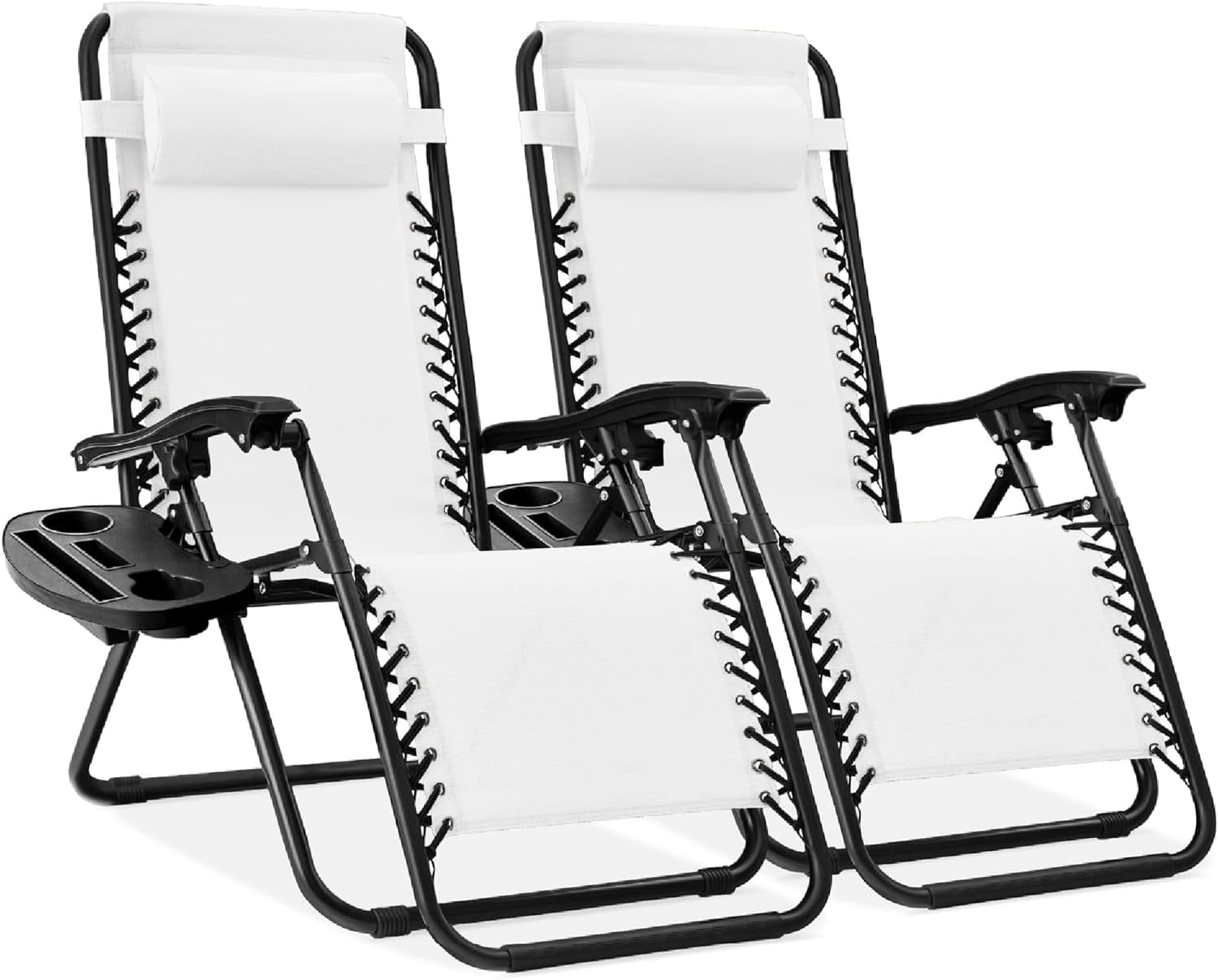 SAZYY 2-Pack Adjustable Steel Mesh Zero Gravity Recliners with Pillows ...