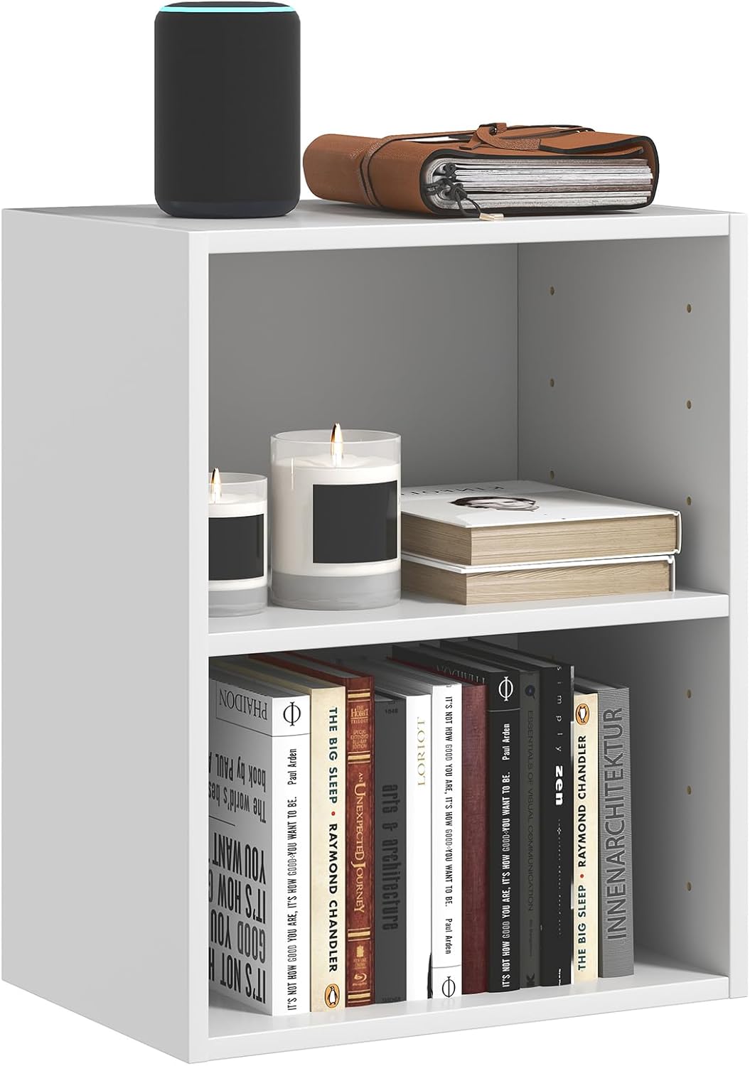 SAZYY 2-Tier Bookshelf, Open Shelf Bookcase with 7-Position Adjustable ...