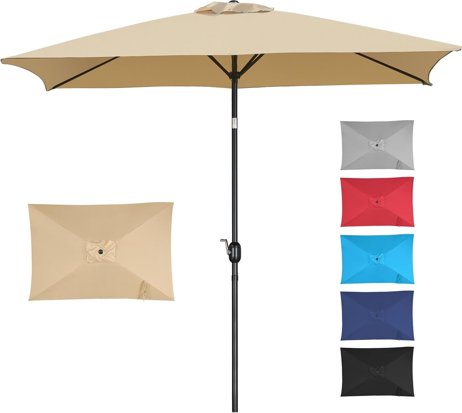 SAZYY 6.5x10FT Rectangular Patio Umbrella Outdoor Table Umbrella Market ...