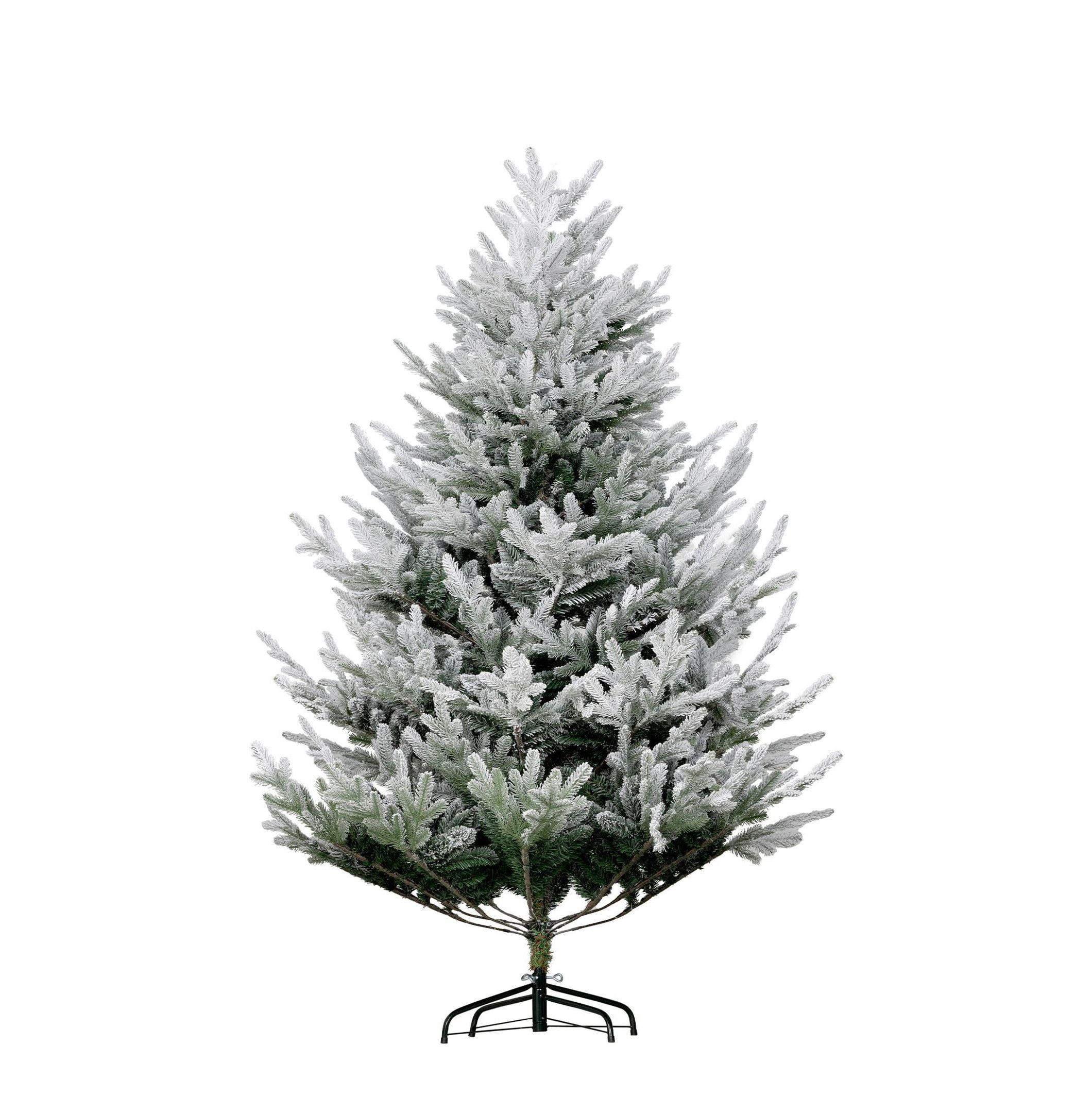 SAZYY 6ft Flocked Hinged Artificial Christmas Tree with 795 Tips, Steel ...