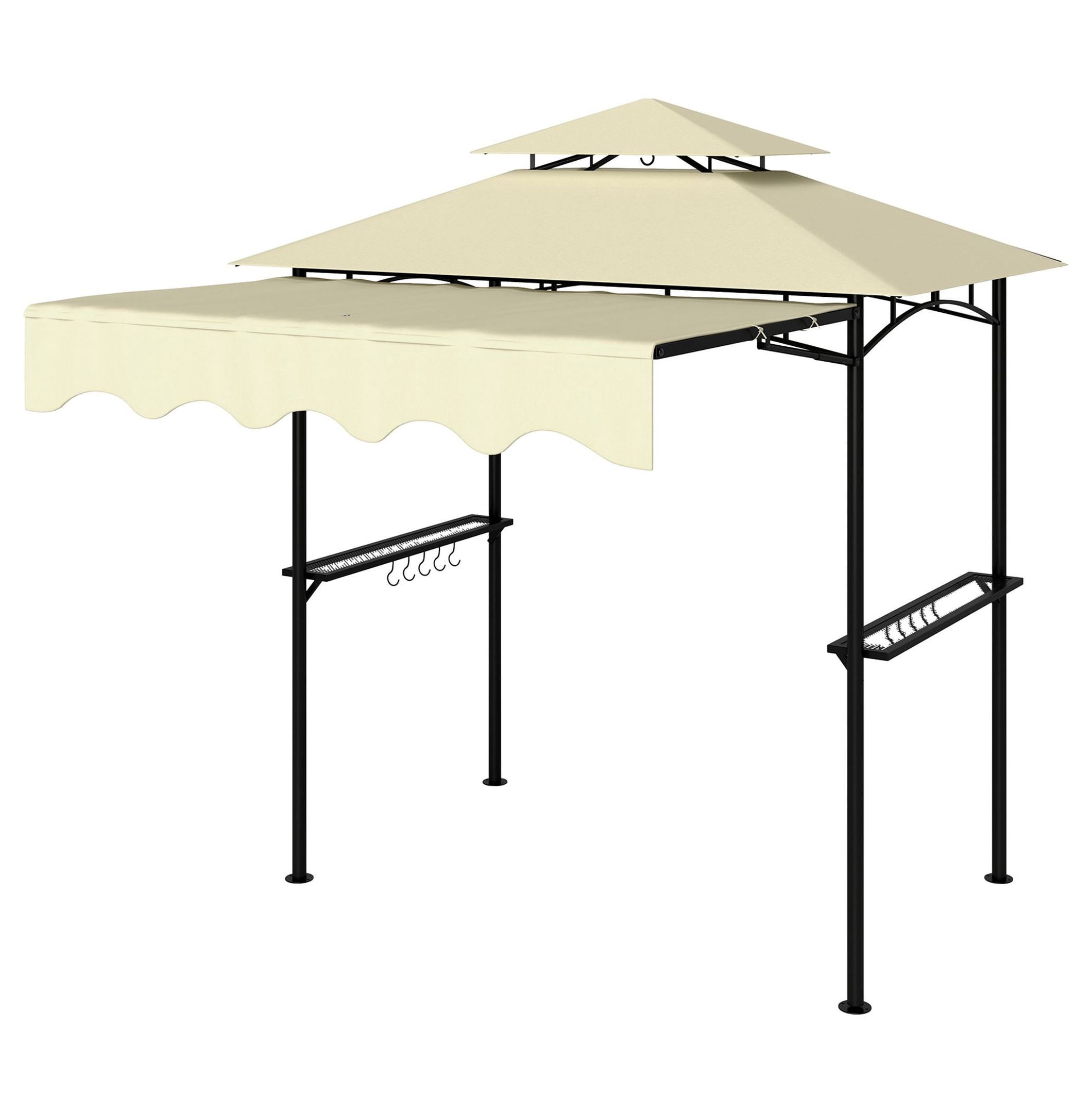 SAZYY 8x5 Outdoor Grill Gazebo with Side Awning & 2 Shelves, Barbecue ...