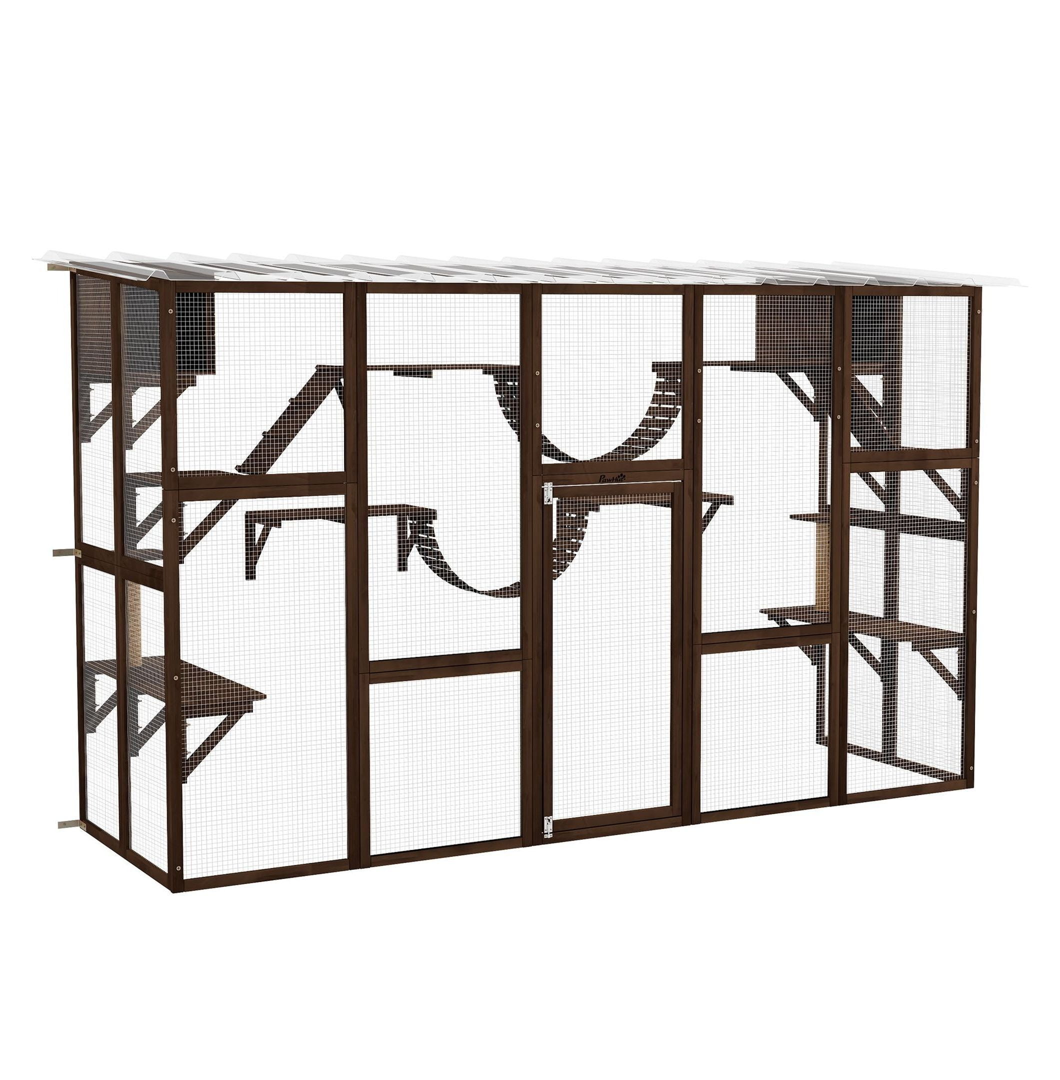 SAZYY Coffee Catio Window Box Enclosure, Outdoor Catio with Shelves for ...