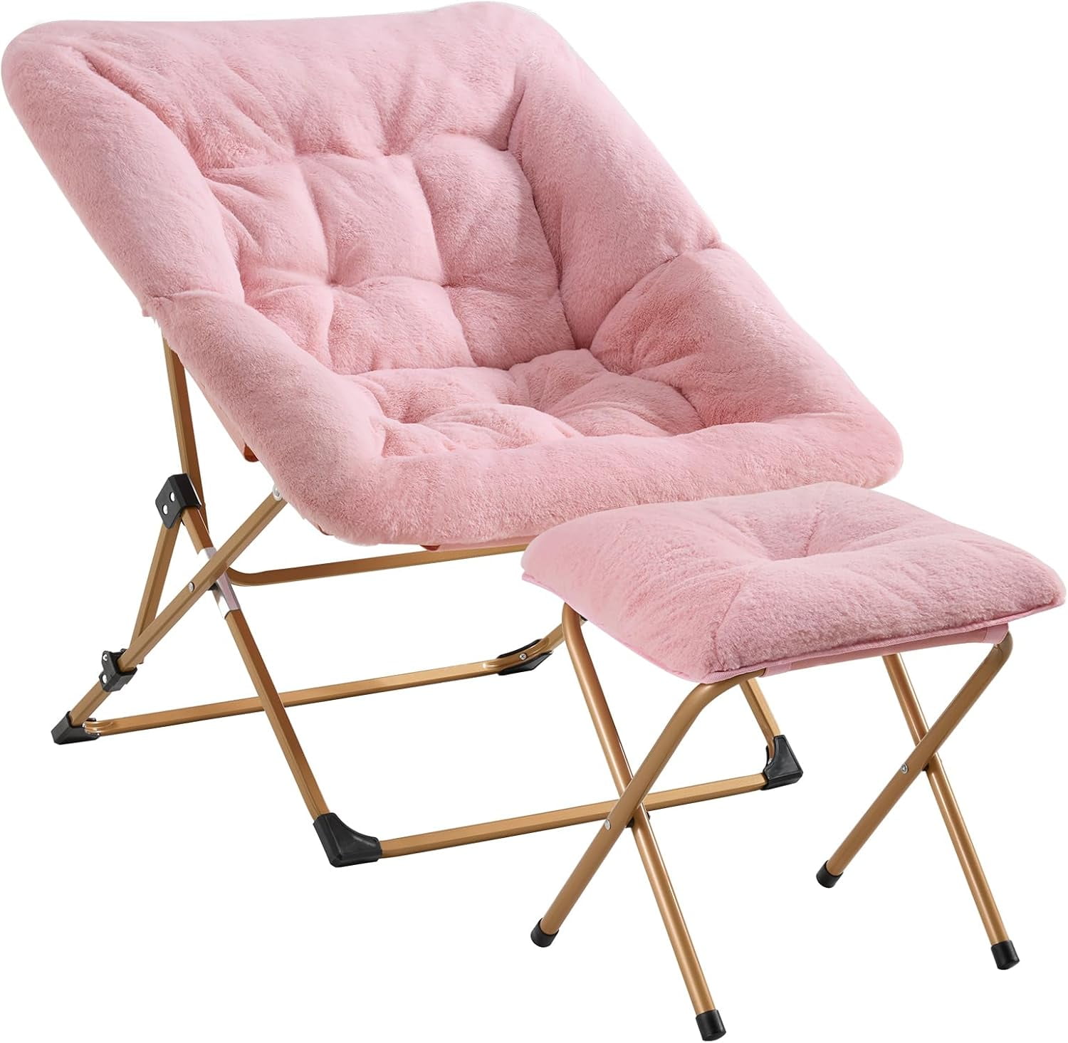 SAZYY Comfy Chair for Adults, Soft Faux Fur Folding Lounge for Bedroom ...