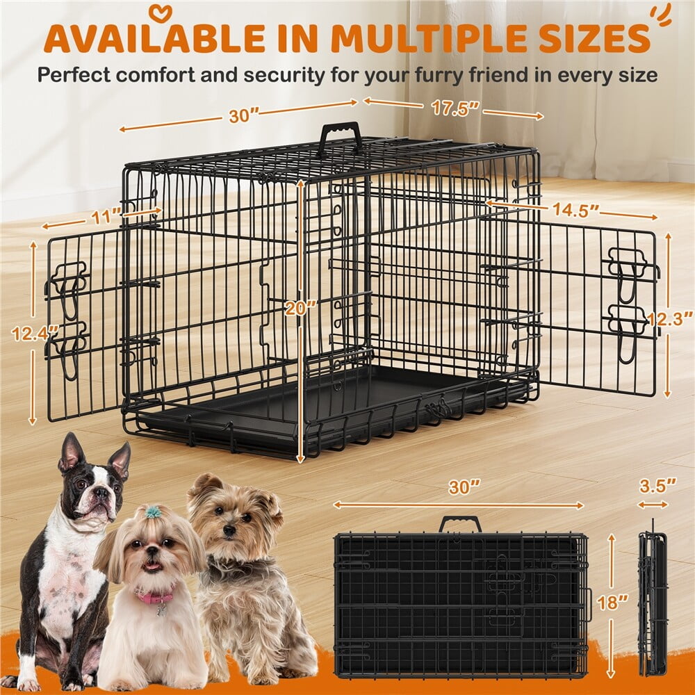 SAZYY Double Door Dog Crate w/Divider for Puppy to Adult Large ...
