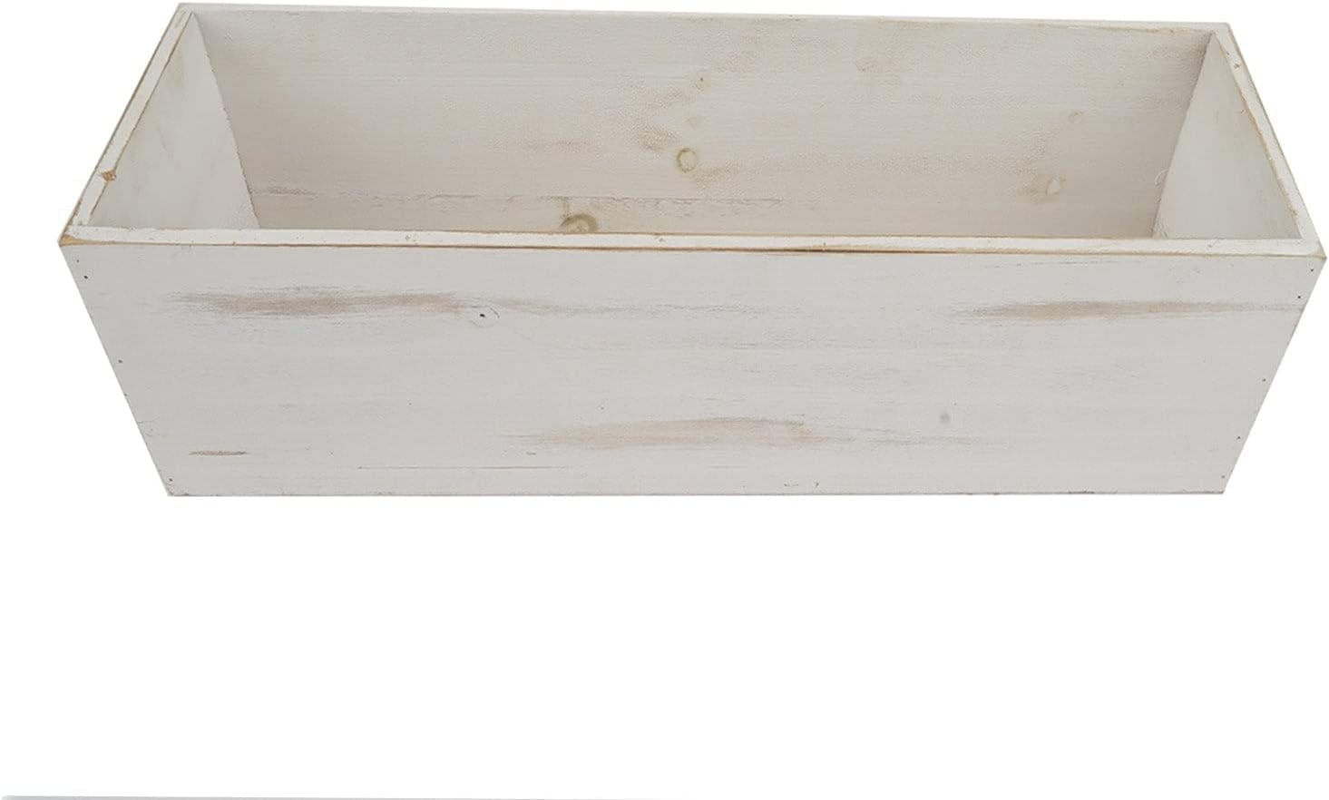 SAZYY Handcrafted Distressed Whitewash Wooden Rectangle Planter Boxes ...