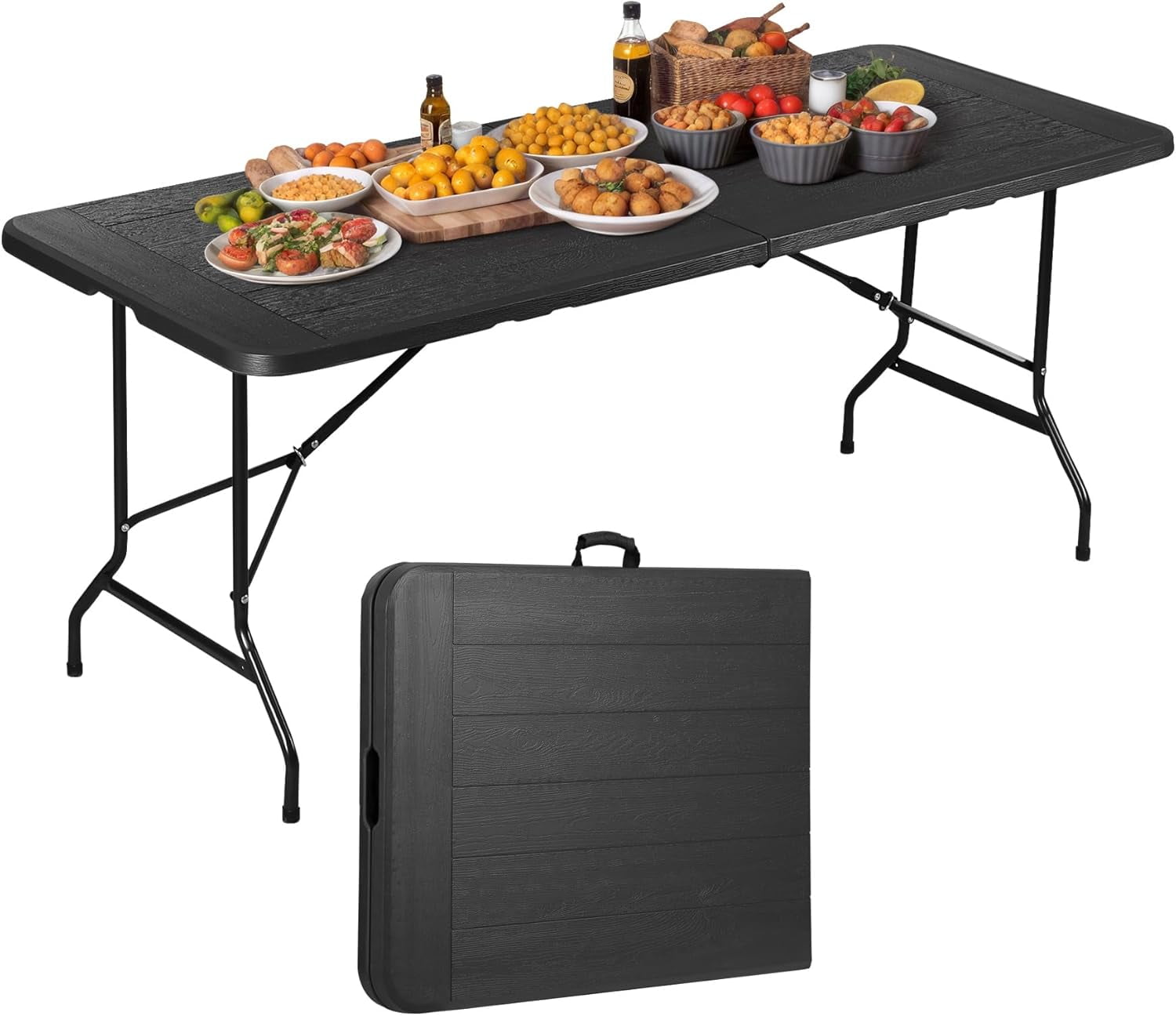 SAZYY Indoor Outdoor Heavy Duty Plastic Folding Table Portable Picnic ...