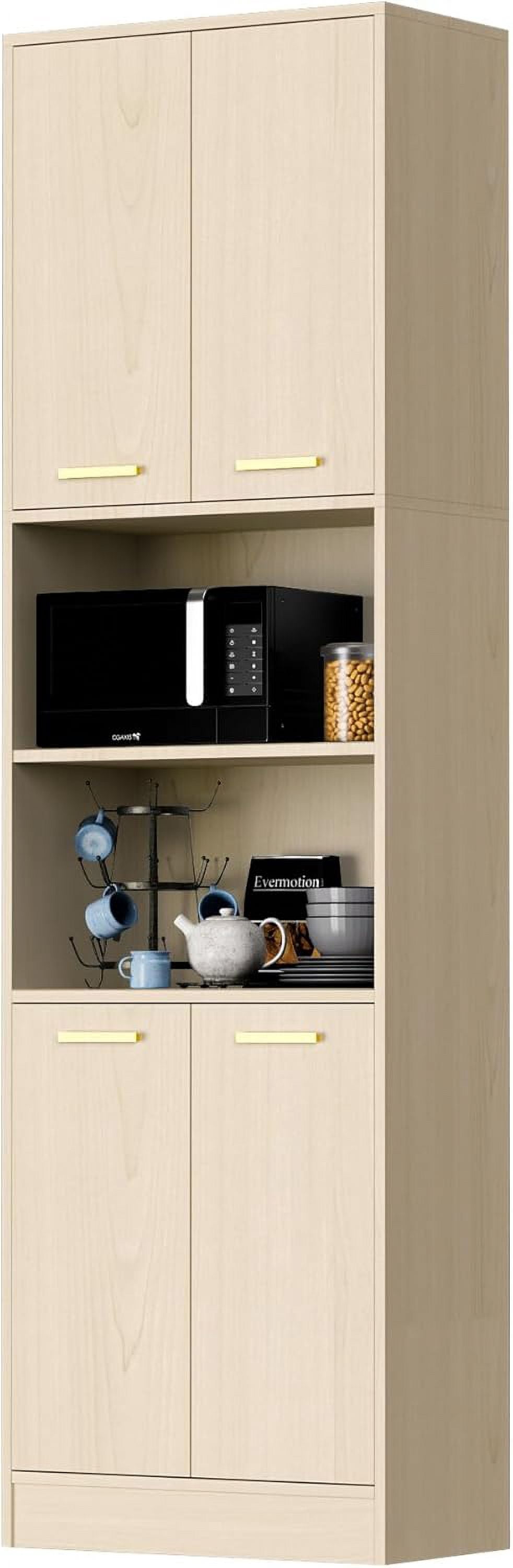 SAZYY Kitchen Pantry Cabinet, 75" Tall Wood Storage Cabinet with Doors ...