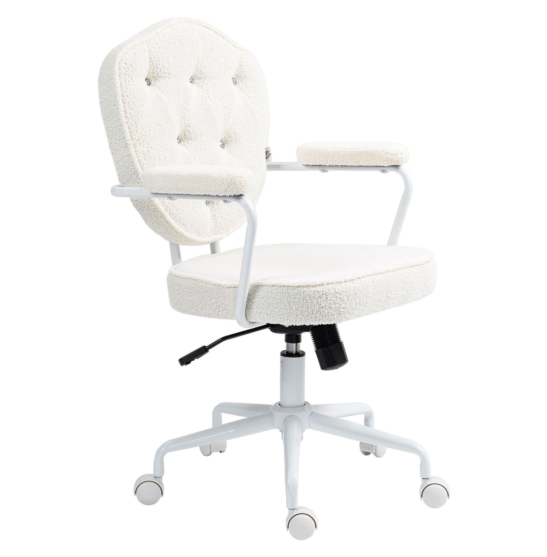SAZYY Makeup Vanity Chair, Tufted Cute Desk Chair with Wheels ...