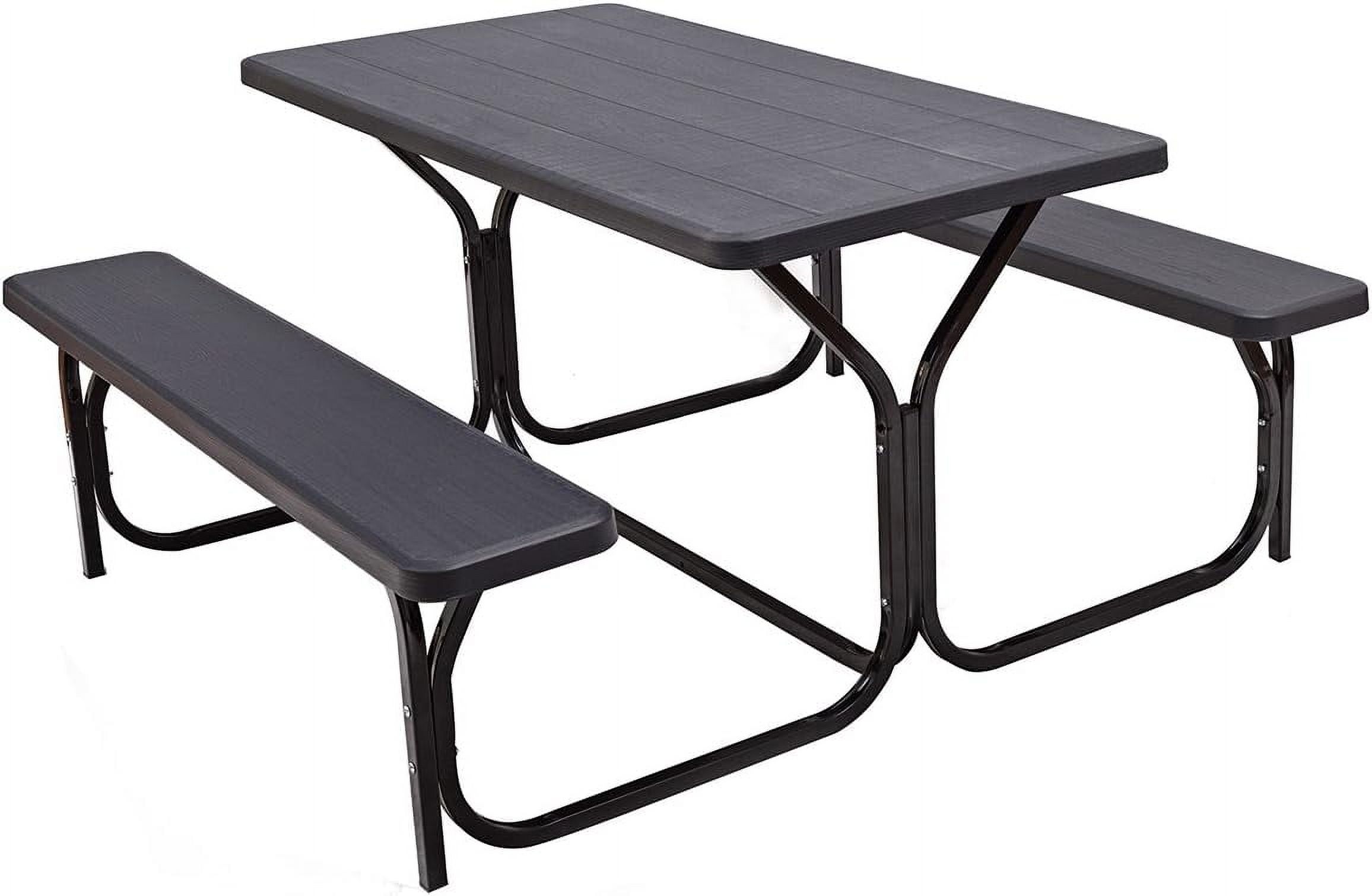 SAZYY Picnic Table Bench Set Outdoor Camping All Weather Metal Base ...