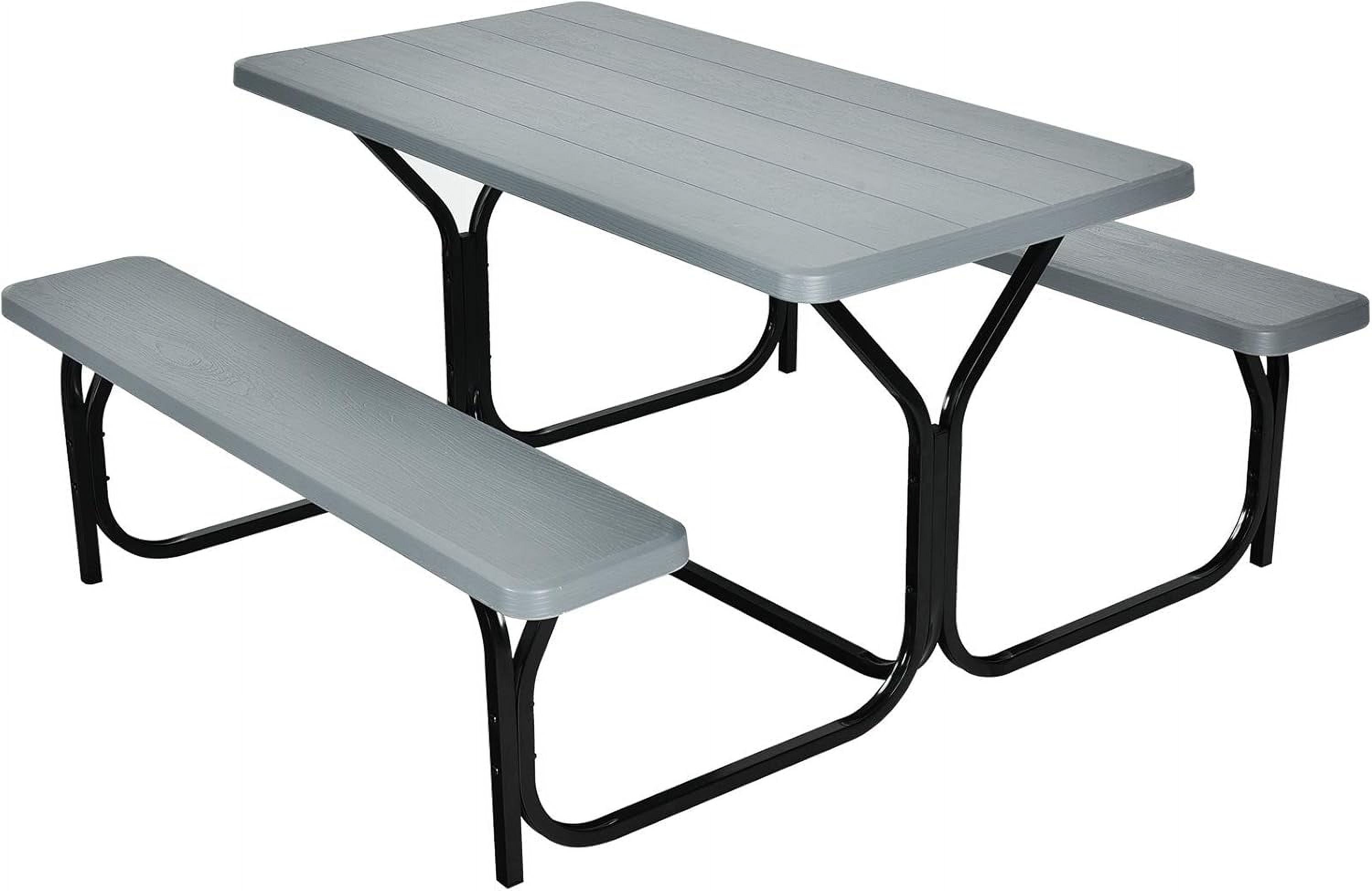 SAZYY Picnic Table Bench Set Outdoor Camping All Weather Metal Base ...