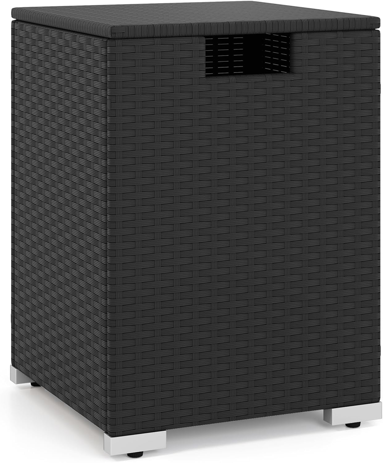 SAZYY Propane Gas Tank Cover Table, 2-in-1 Rattan Hideaway Propane Gas Tank Table, Storage Side ...