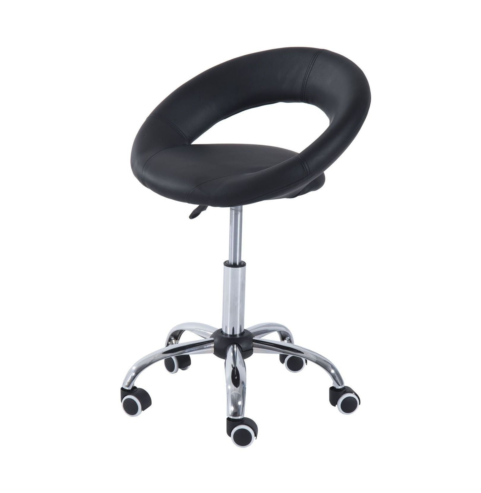 SAZYY Salon Stool Ergonomic Adjustable Height, Black Hydraulic Rolling ...