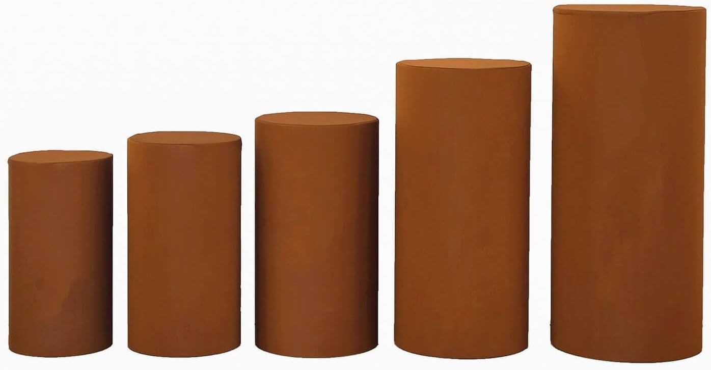 SAZYY Set of 5 Premium Red Crushed Velvet Cylinder Plinth Display Box ...