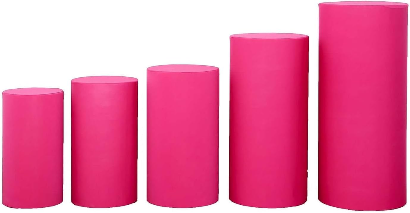 SAZYY Set of 5 Premium Red Crushed Velvet Cylinder Plinth Display Box ...