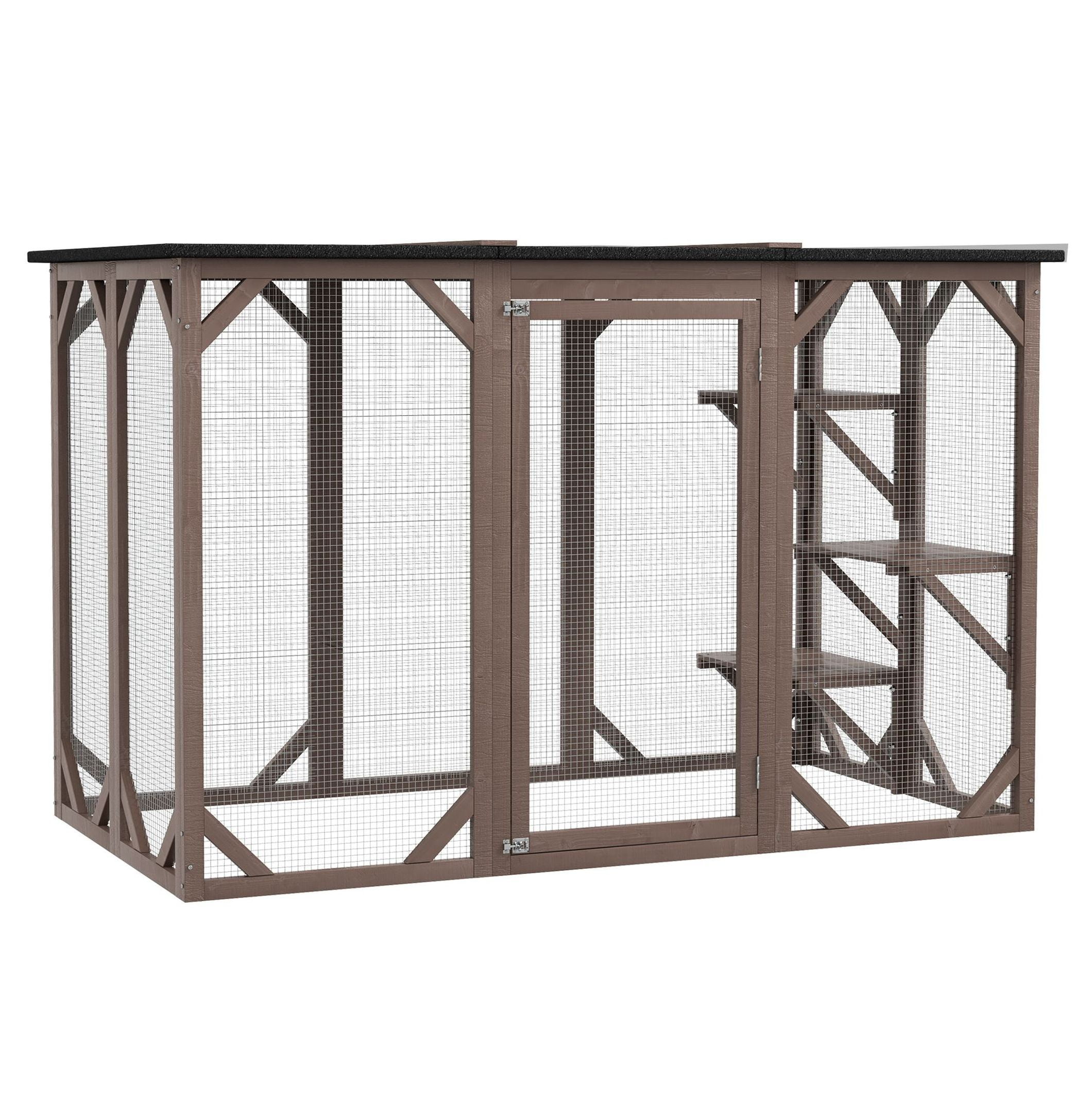 SAZYY Spacious Wooden Outdoor Cat Enclosure, 71x32x44 Catio with 3 ...