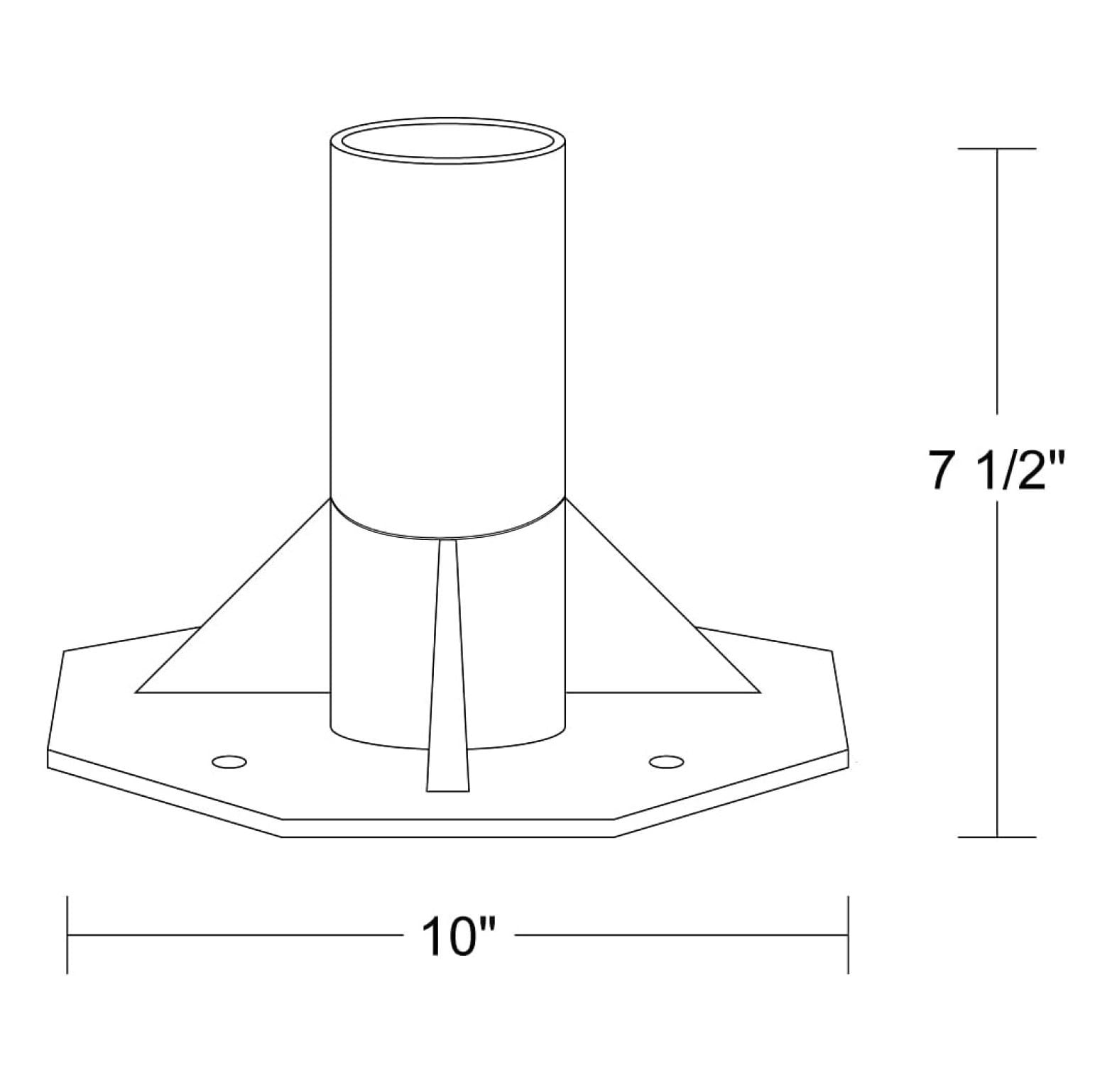 SB-2405-WH Aluminum Heavy Duty Base for 3" Surface Mount Post, Flange ...