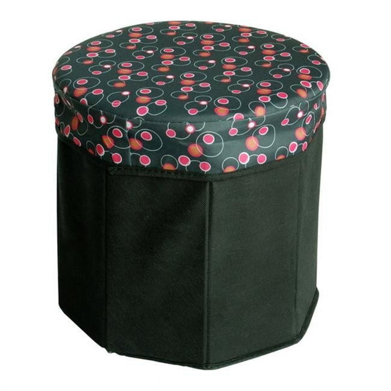SB-N119-CIR Bubble Black Round Foldable Storage Ottoman Storage Boxes ...