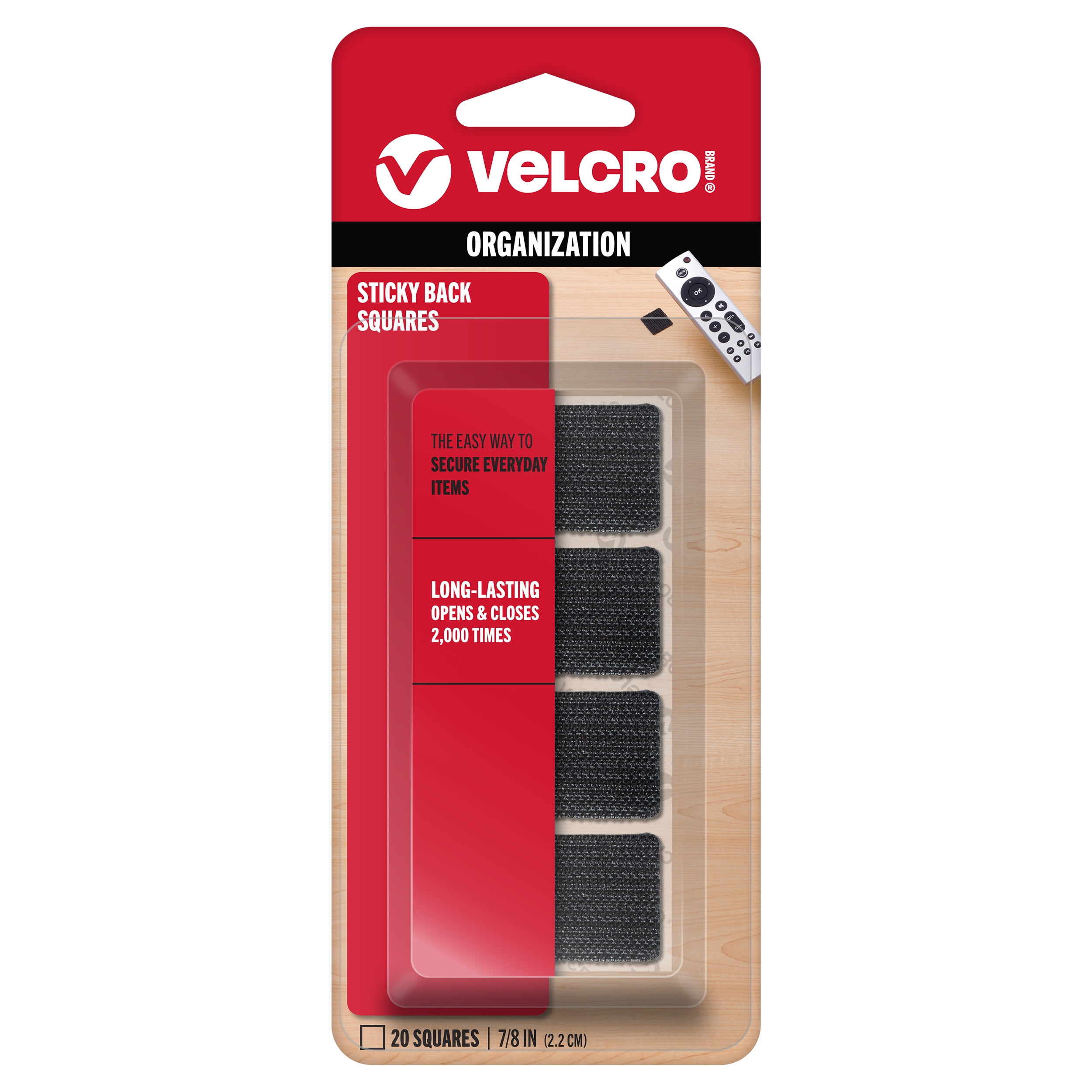 VELCRO Sticky Back Mounting Squares, 20 pack, 7/8 inch, Black, Strong ...