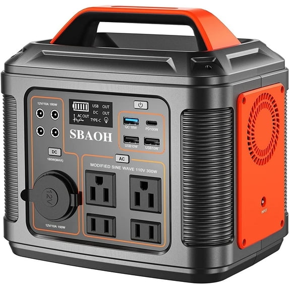 SBAOH Portable Power Station 296Wh, Lithium Battery Generator, 300W AC ...