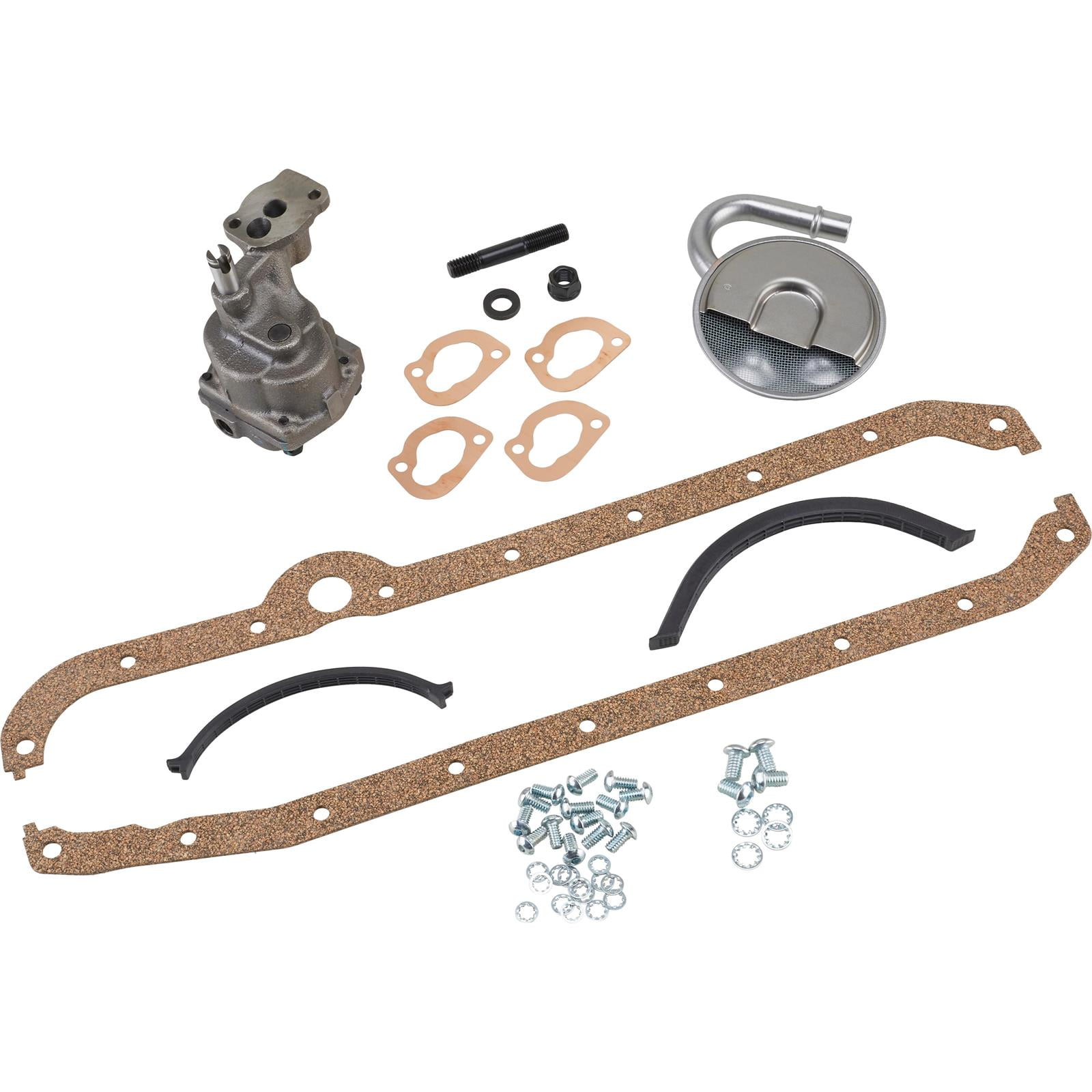 SBC Oil Pump Kit- Stock Volume Oil Pump w/ RH Dipstick Pan Gasket ...