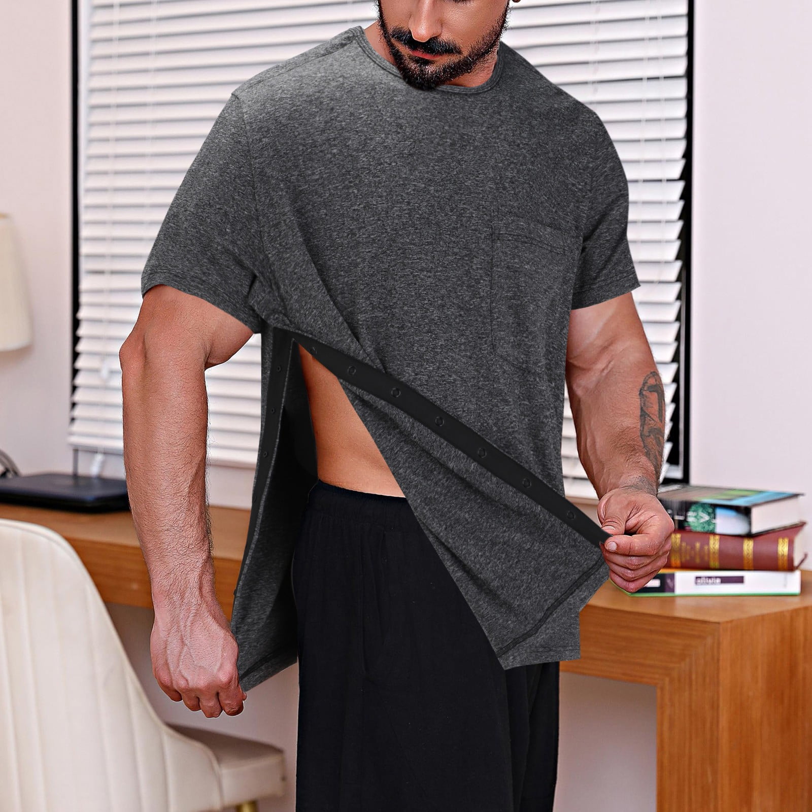 SBCKJ Clearance Men's Post Shoulder Recovery Shirts Full Tear Long ...