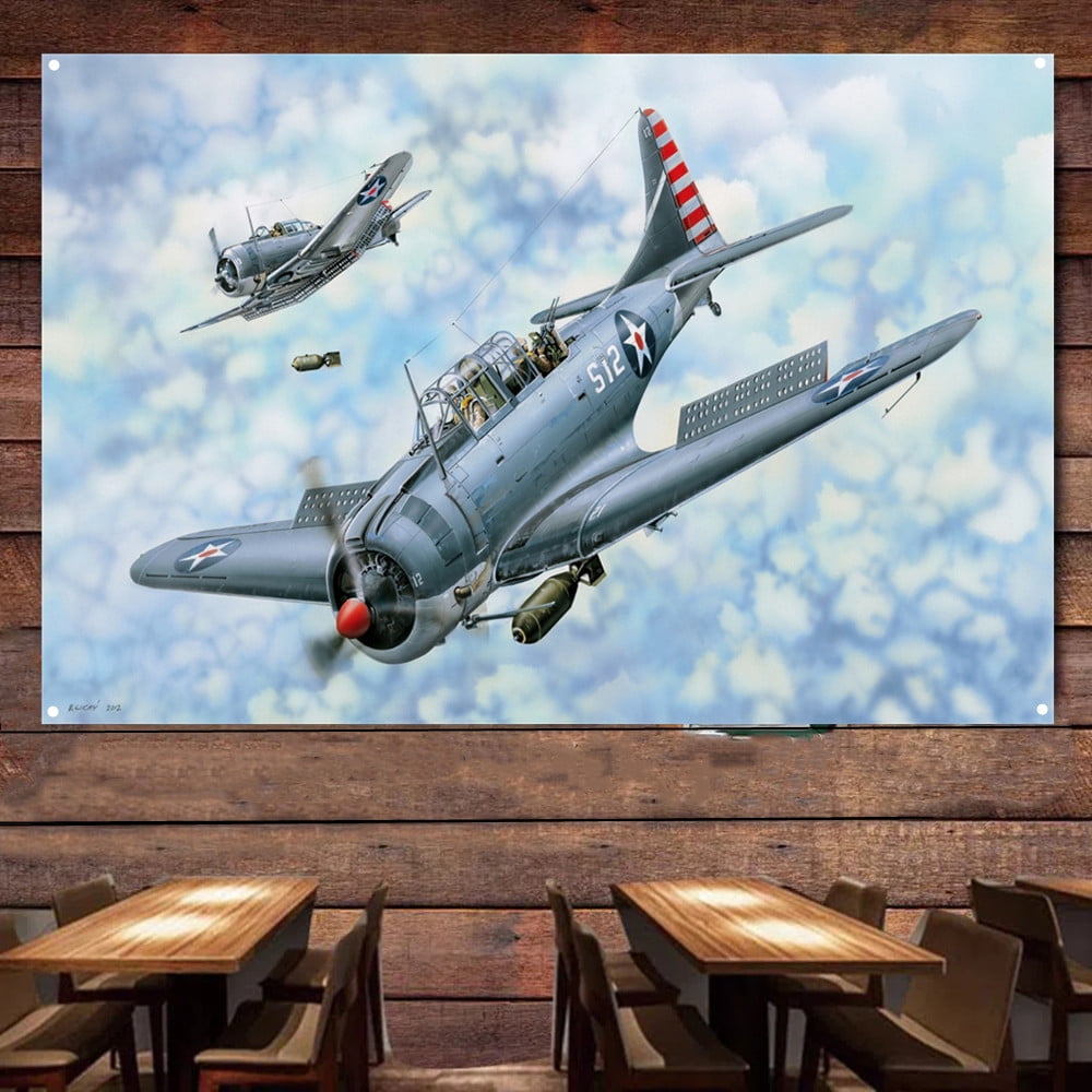SBD-3 4 Dauntless Dive Bomber Fighter Jet Banner - Air Force Military ...