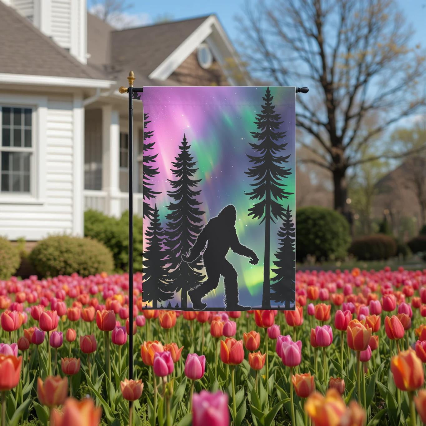 SBEMP Bigfoot Northern Lights Garden Flag 12x1 Sasquatch Aurora ...