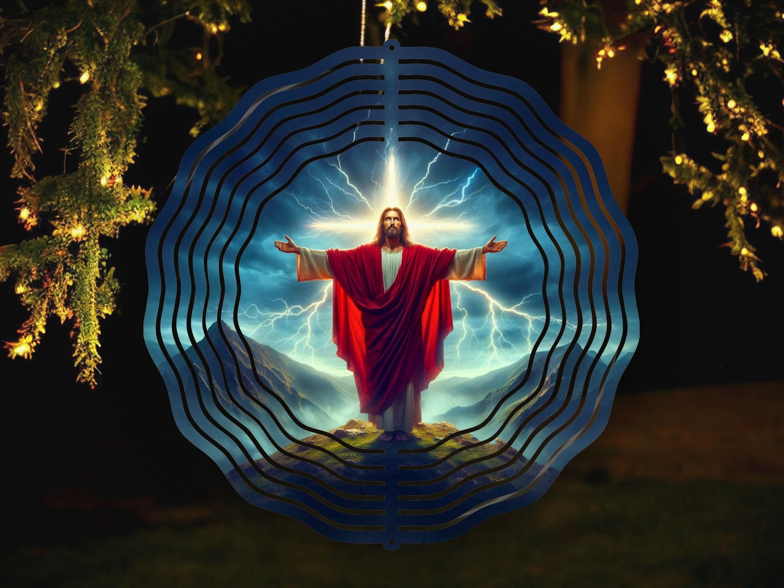 SBEMP Jesus Christ 10 Inch Metal Wind Spinner, Christian Cross Kinetic ...