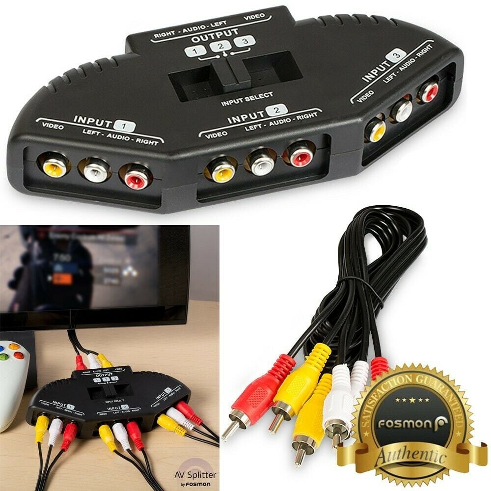 SBEY 3 Way AV RCA Switch Box Splitter for Xbox/PS2, Black - Walmart.com