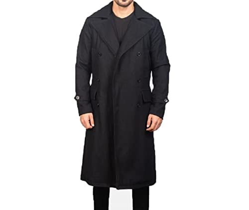 SBL SOUTH BEACH LEATHER Mens Fashion Designer Detective Black Long Wool ...