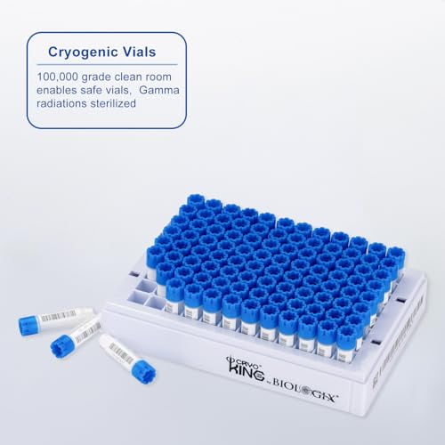 SBS Combo 0.75 ml Cryogenic Vials with Racks, 2D Code 96-Well External Thread Cryo Tubes, Square ...