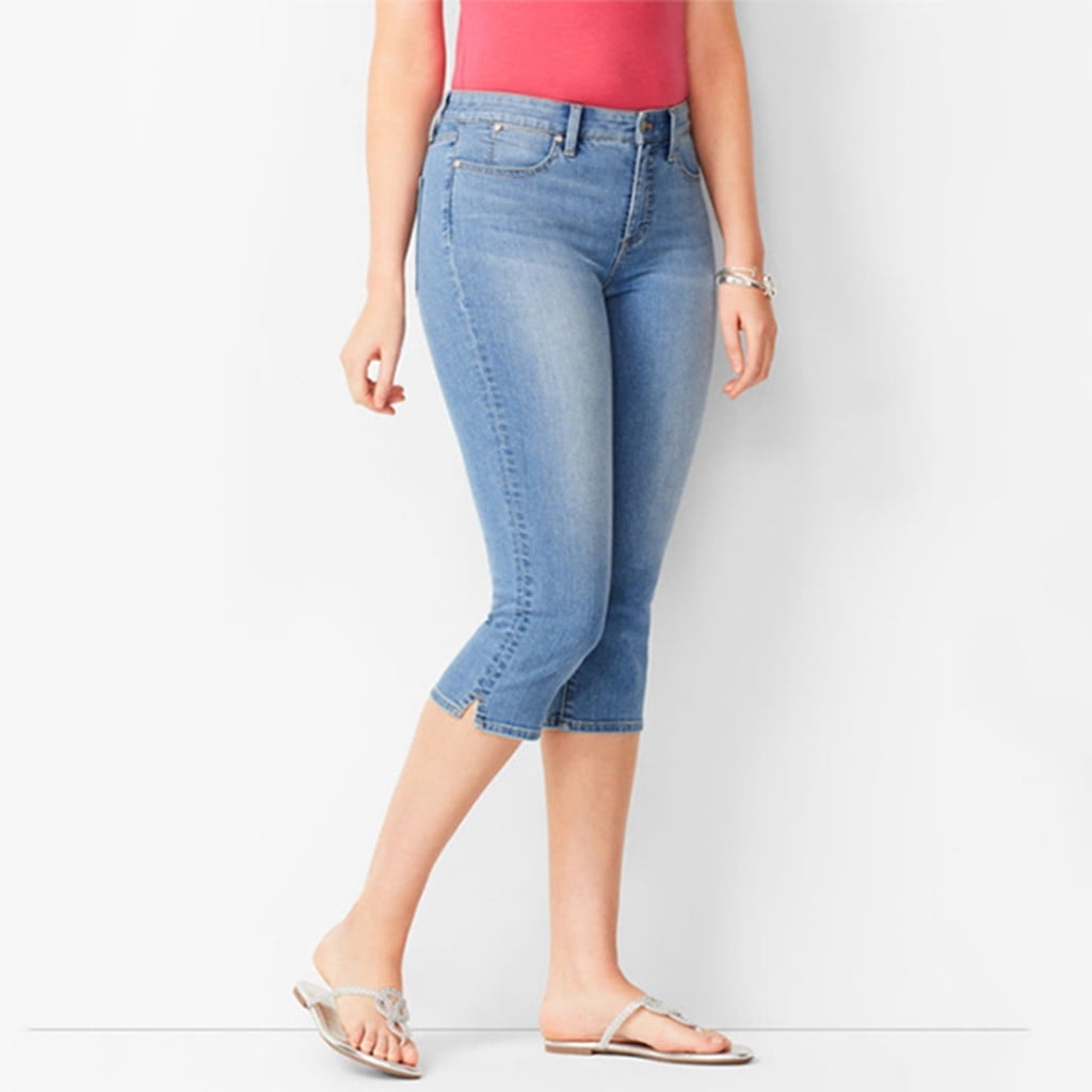 SBYOJLPB Women's High Waisted Stretch Slim Capri Denim Jeans with ...