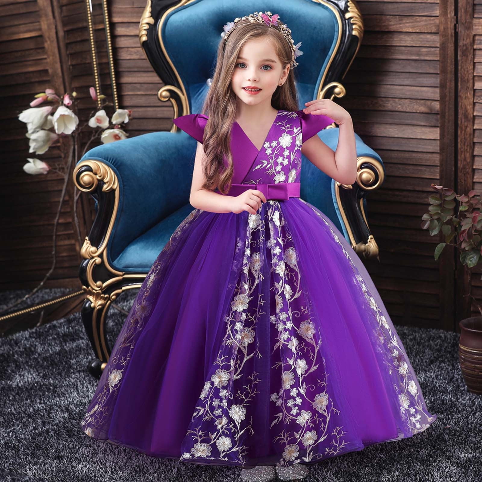 SBYOJLPB ' Sleeveless Princess Dress with Butterfly Bow Lace Floral ...