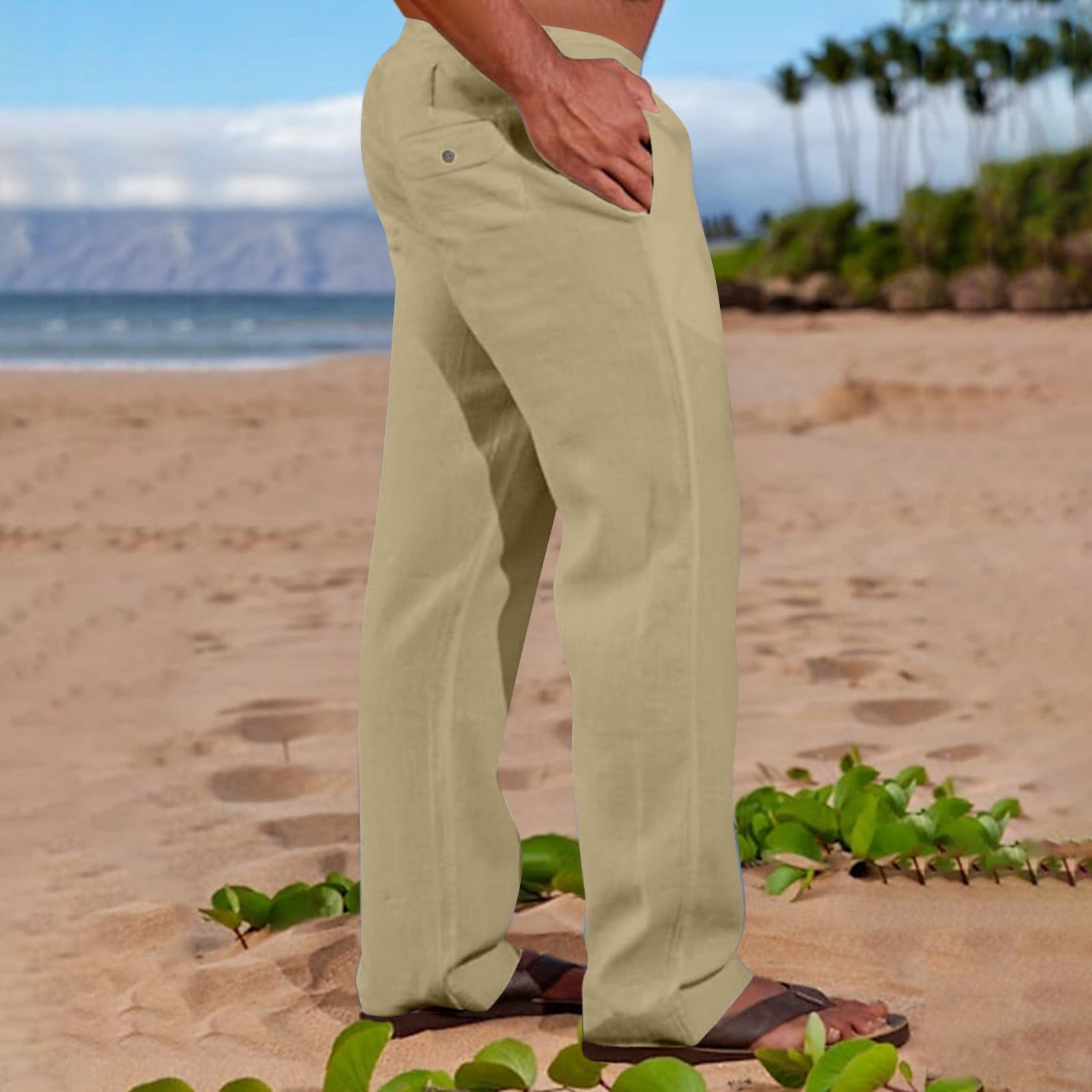 SBYOJLPB Mens Pants Clearance Sale Men Solid Casual Elastic Waistband ...