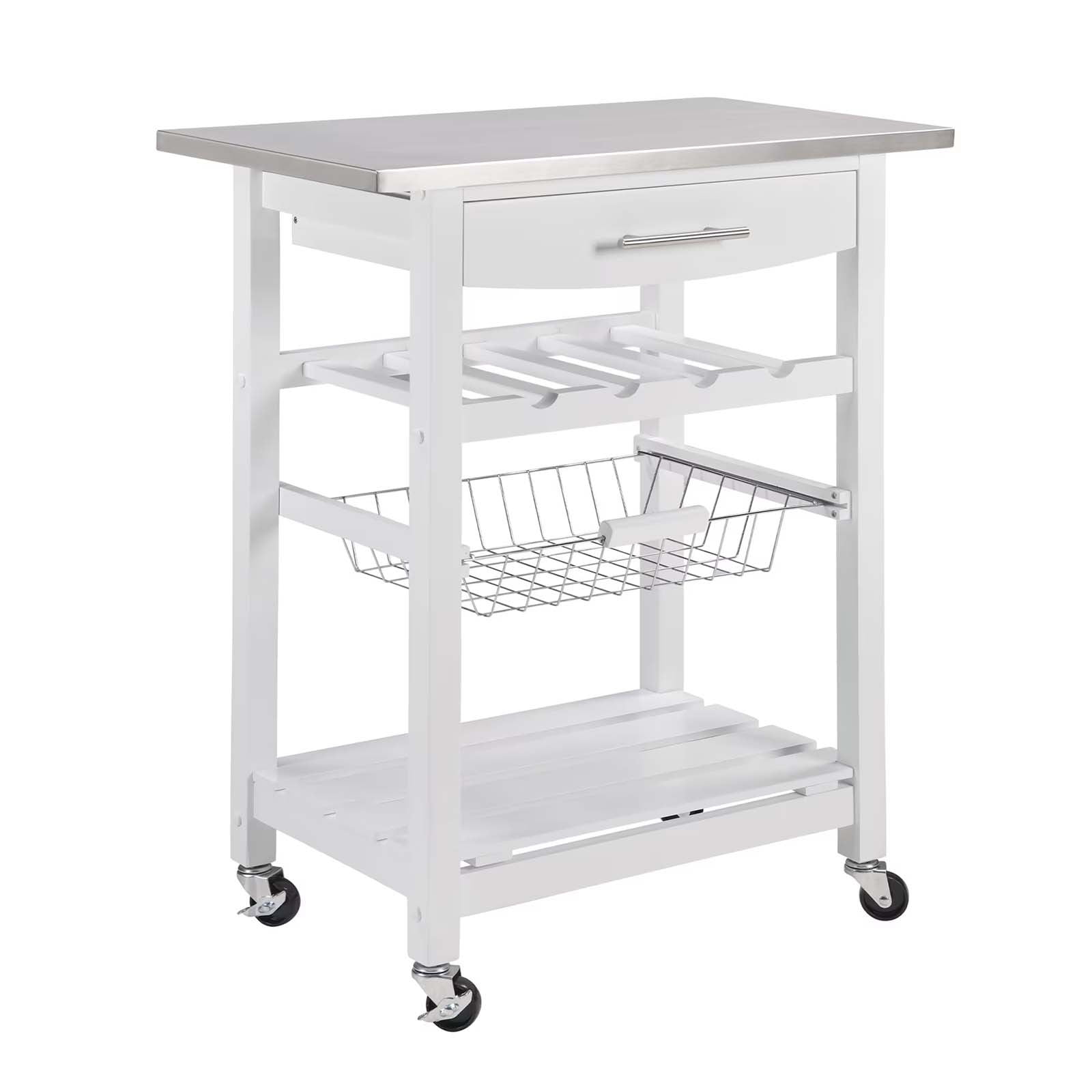 SBYOJLPB Mobile Rolling Kitchen Trolley Cart with Underneath Drawer ...