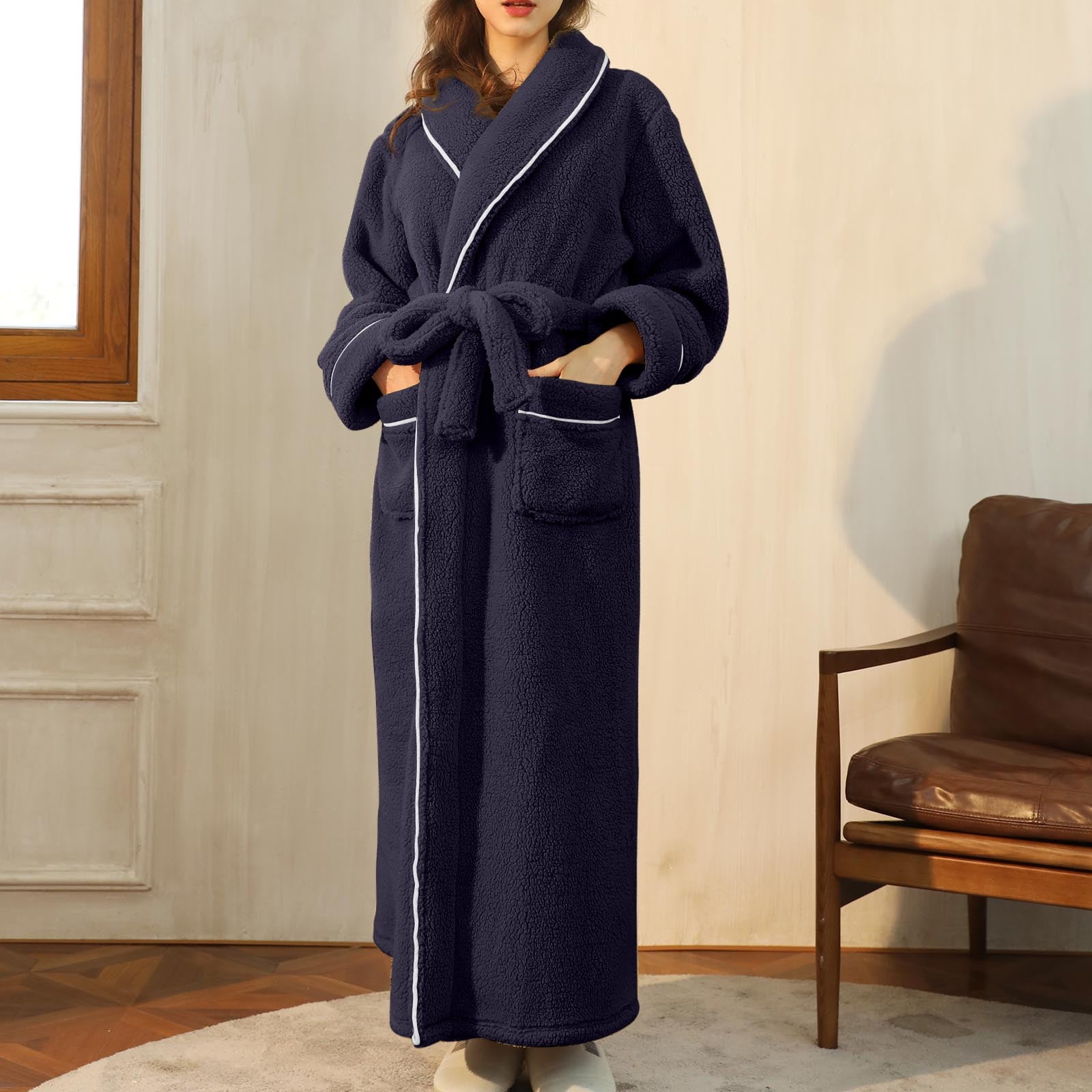 SBYOJLPB Womens Robe, Women's Plush Fleece Robe Housecoat Lightweight ...