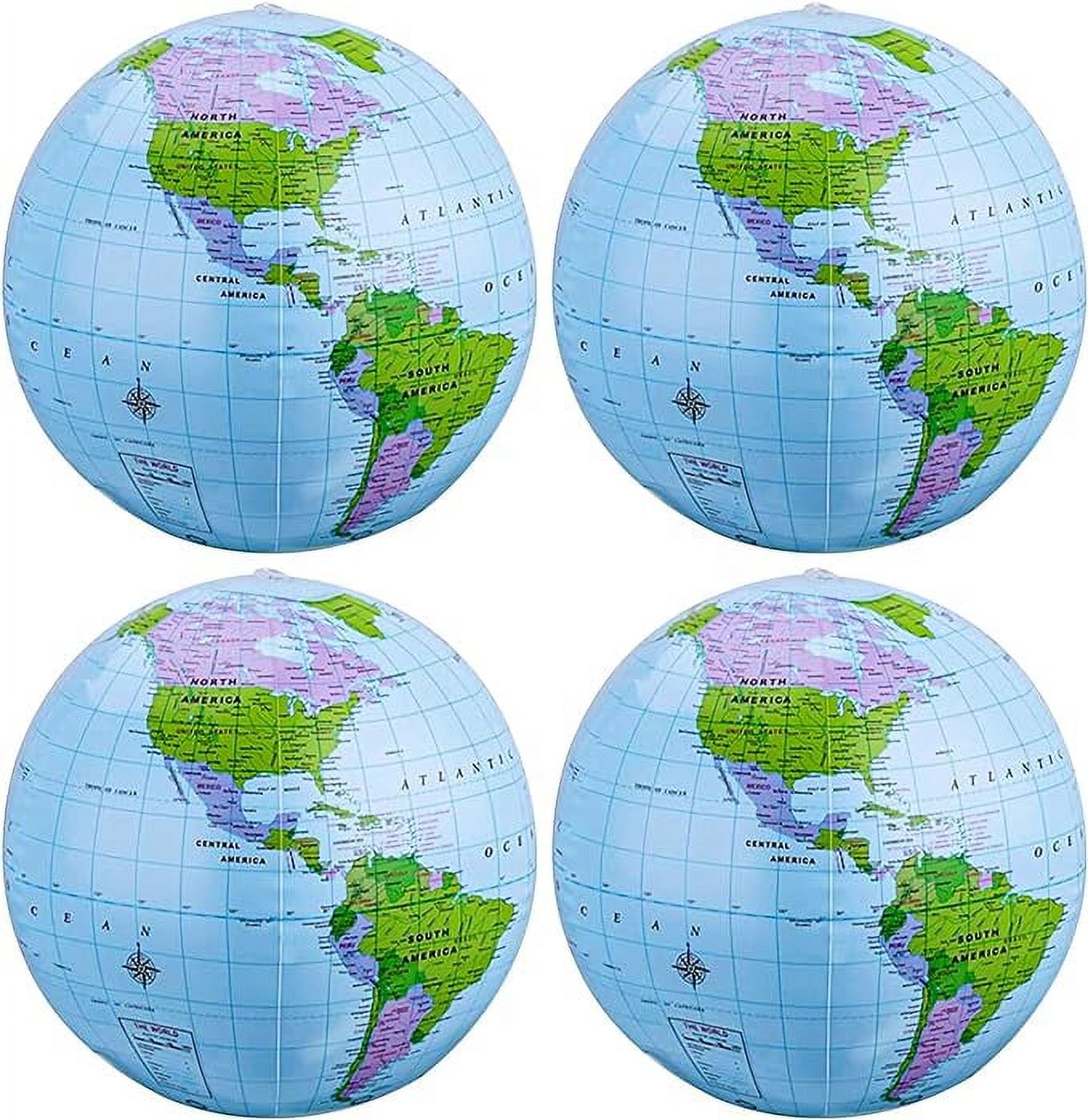 SBYURE 4 Pack 16 Inches Inflatable Globe PVC Earth Blow up World Globe ...