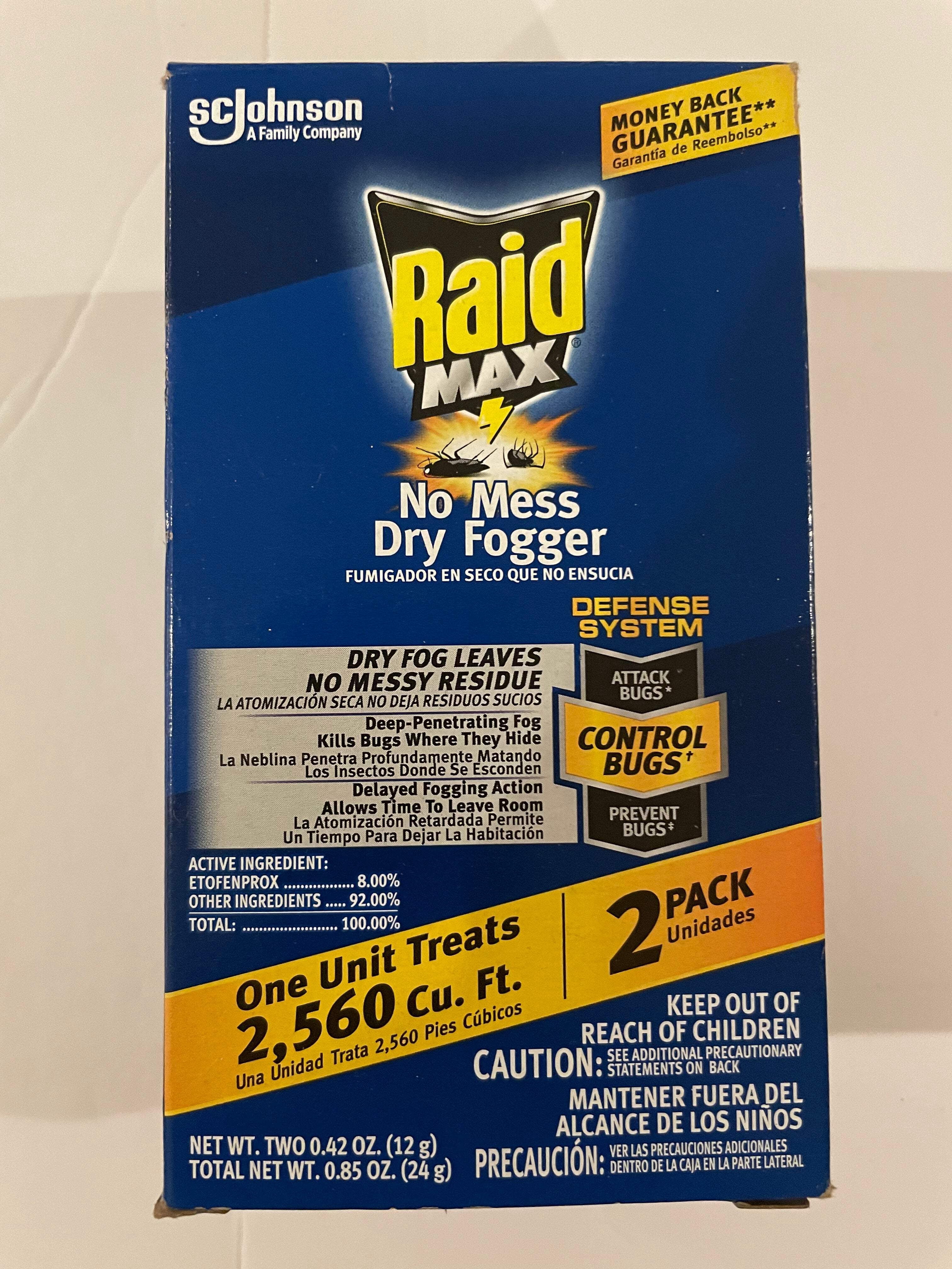 SC Johnson Raid Max No Mess Dry Fogger, Indoor and Outdoor Bug Killer ...