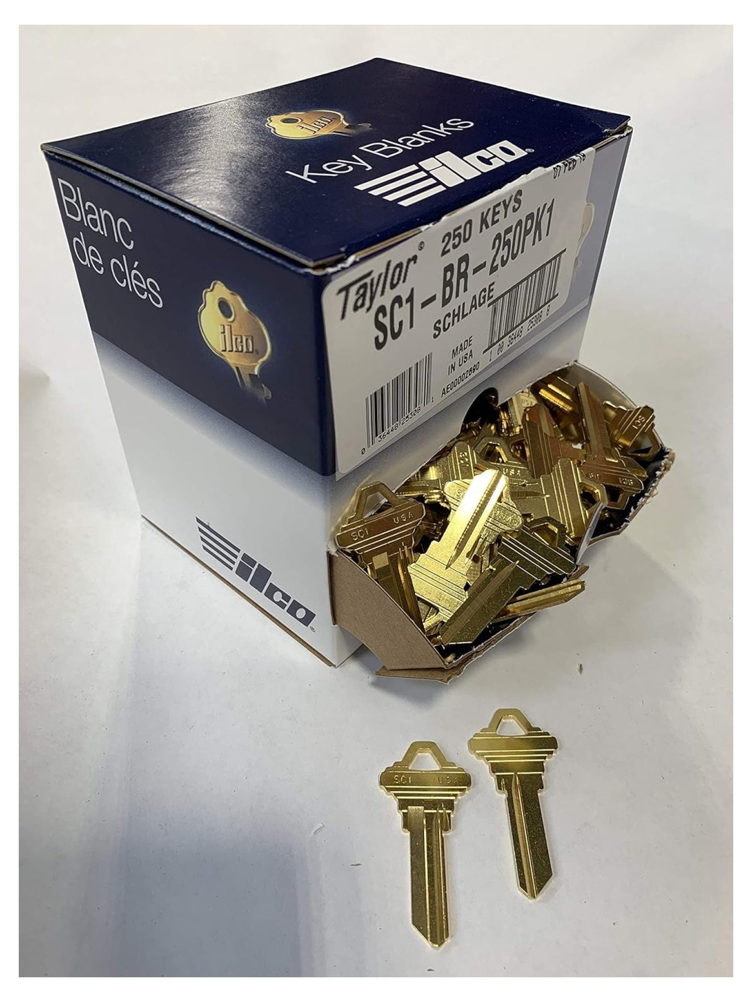 SC1 Brass Key Blank, SC1-BR-250PK, 250/Box - Walmart.com