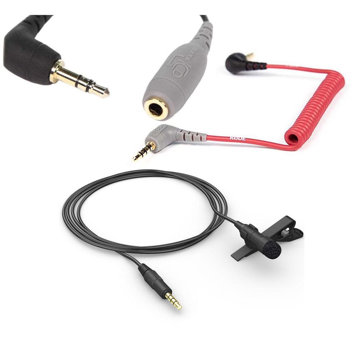 SC7 3.5mm TRS to TRRS Bundle with Rode SC3, Lav Mic, Accessory Cables ...