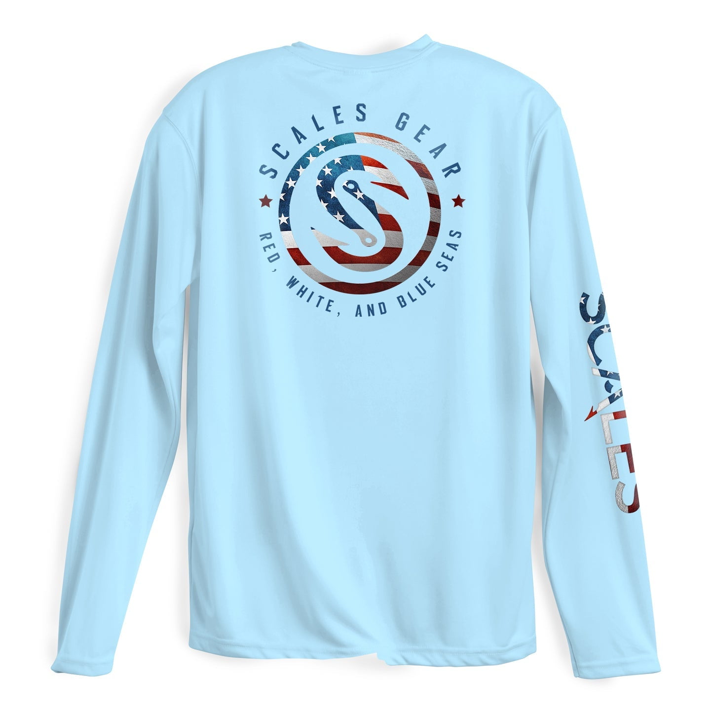 SCALES Men's Blue Seas Sleeve Performance Shirt Light Blue, Medium Long ...