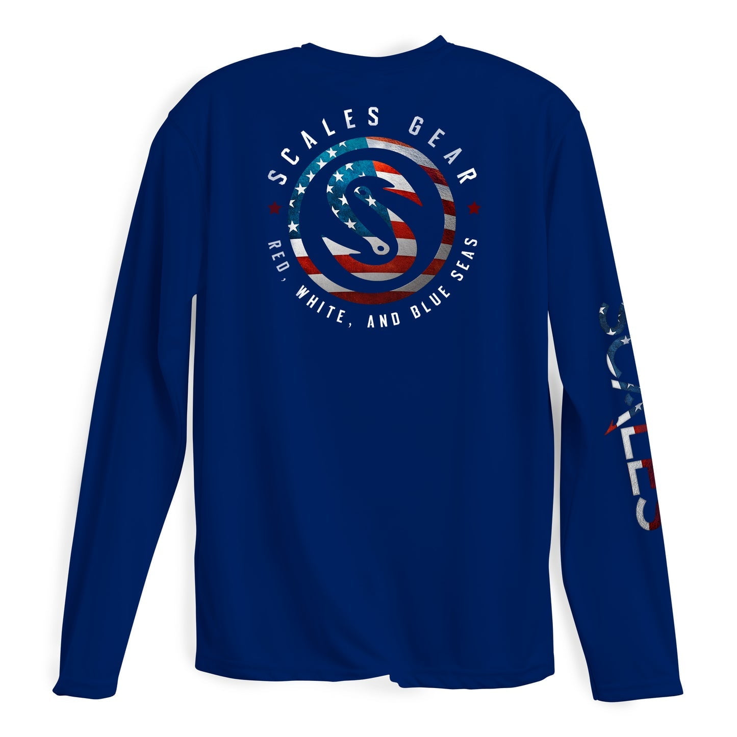 SCALES Men's Blue Seas Sleeve Performance Shirt Marine, Small Long ...