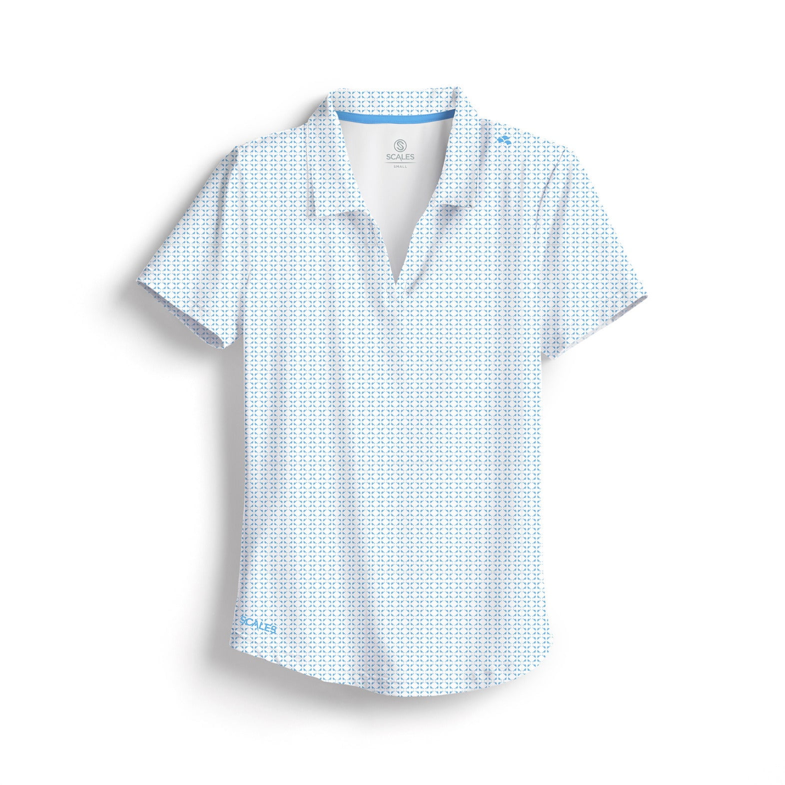 SCALES Nautical Sail Womens Short Sleeve Polo White, Powder Blue ...