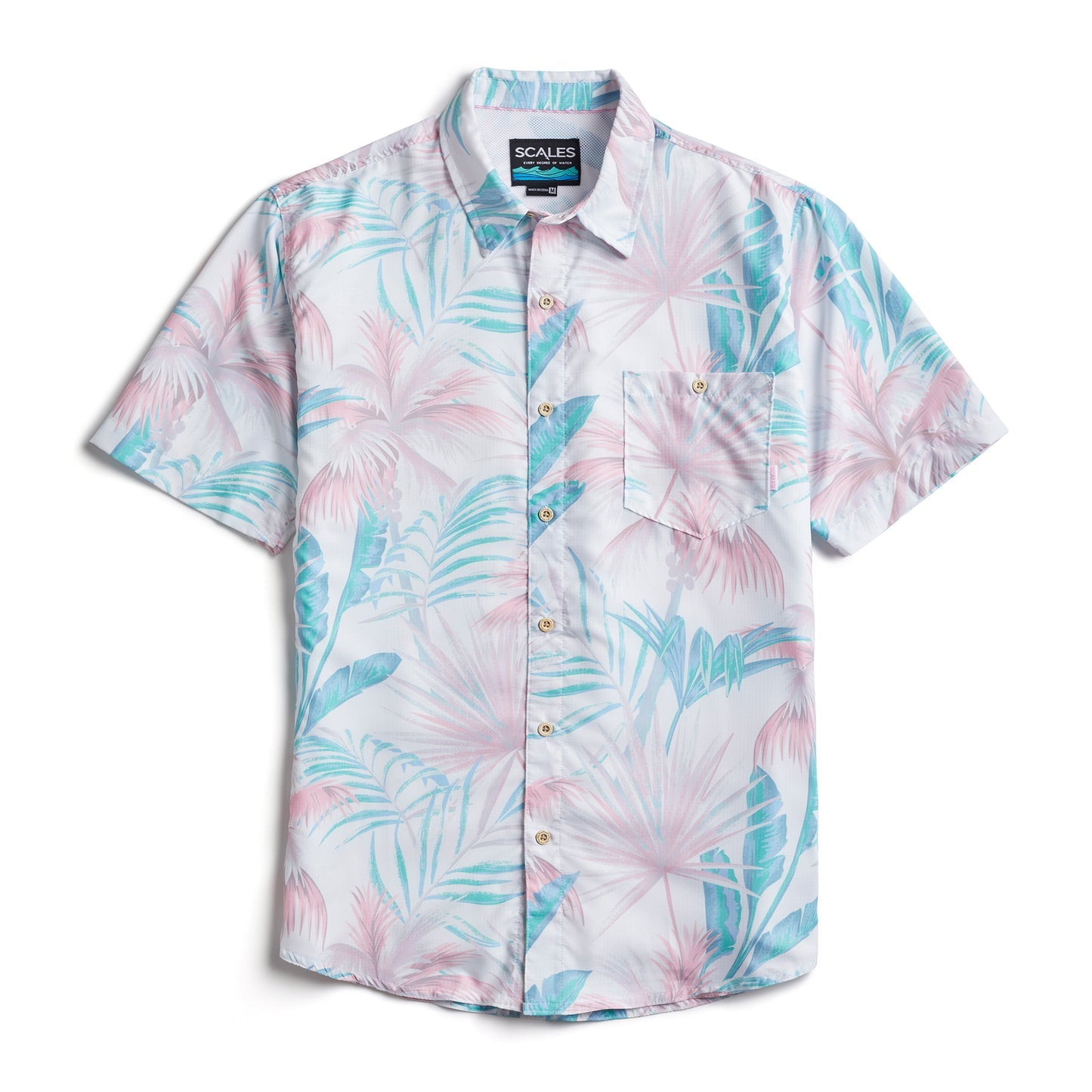 SCALES Palm City Short Sleeve Button Down White, Small Buttondown Shirt ...