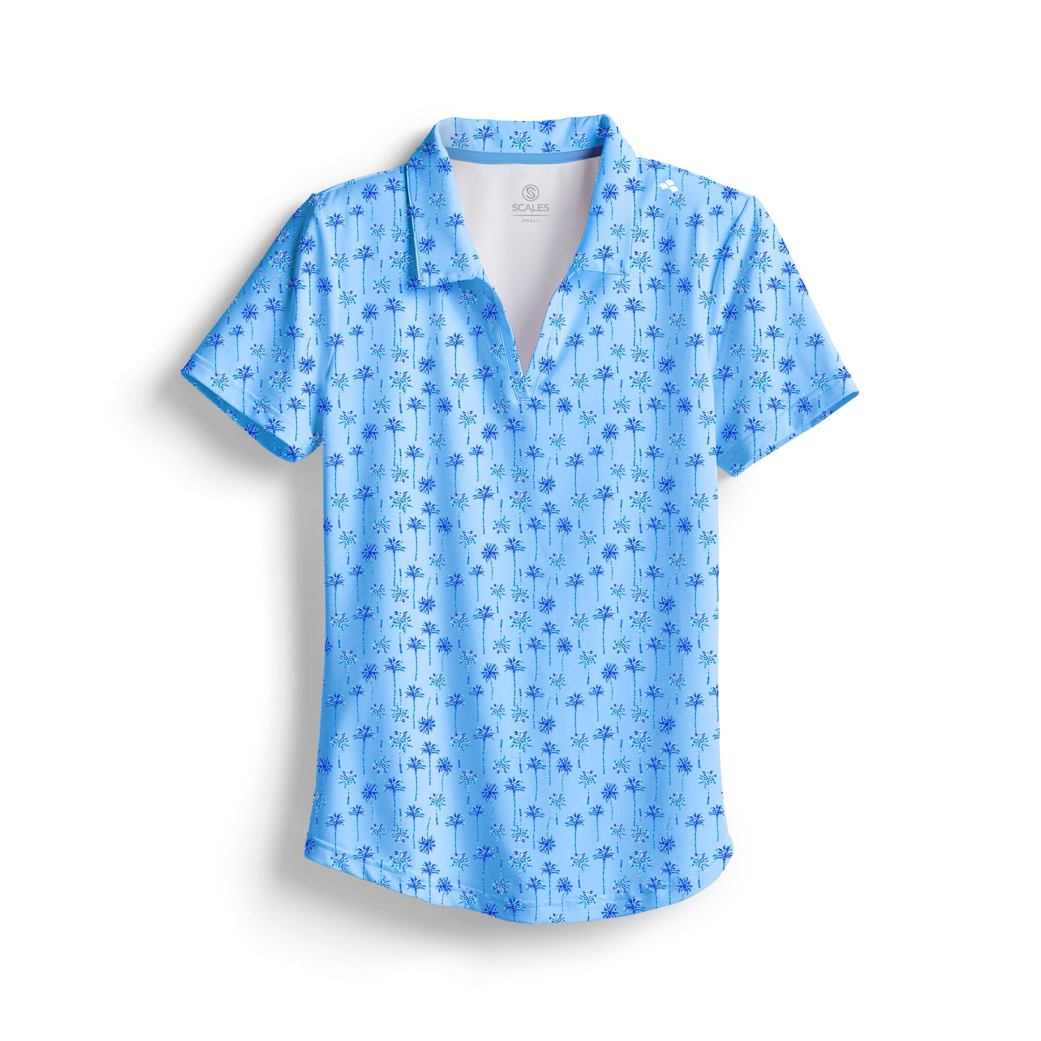 SCALES Palm Shade Womens Short Sleeve Polo Powder Blue, XLarge ...