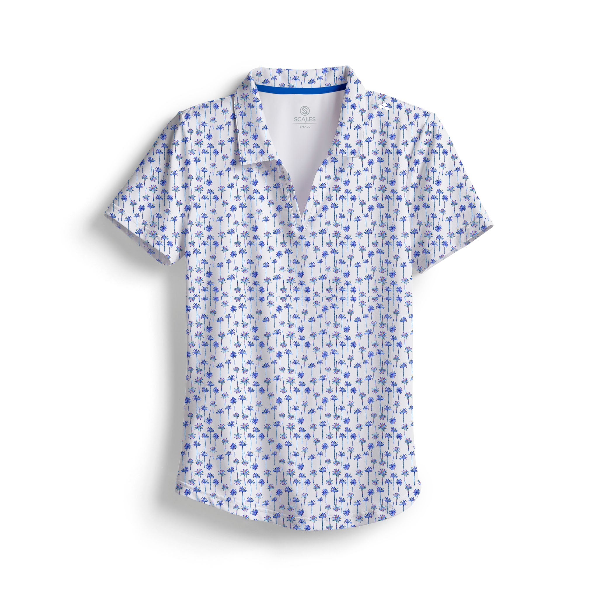 SCALES Palm Shade Womens Short Sleeve Polo White, Blue, Large - Walmart.com