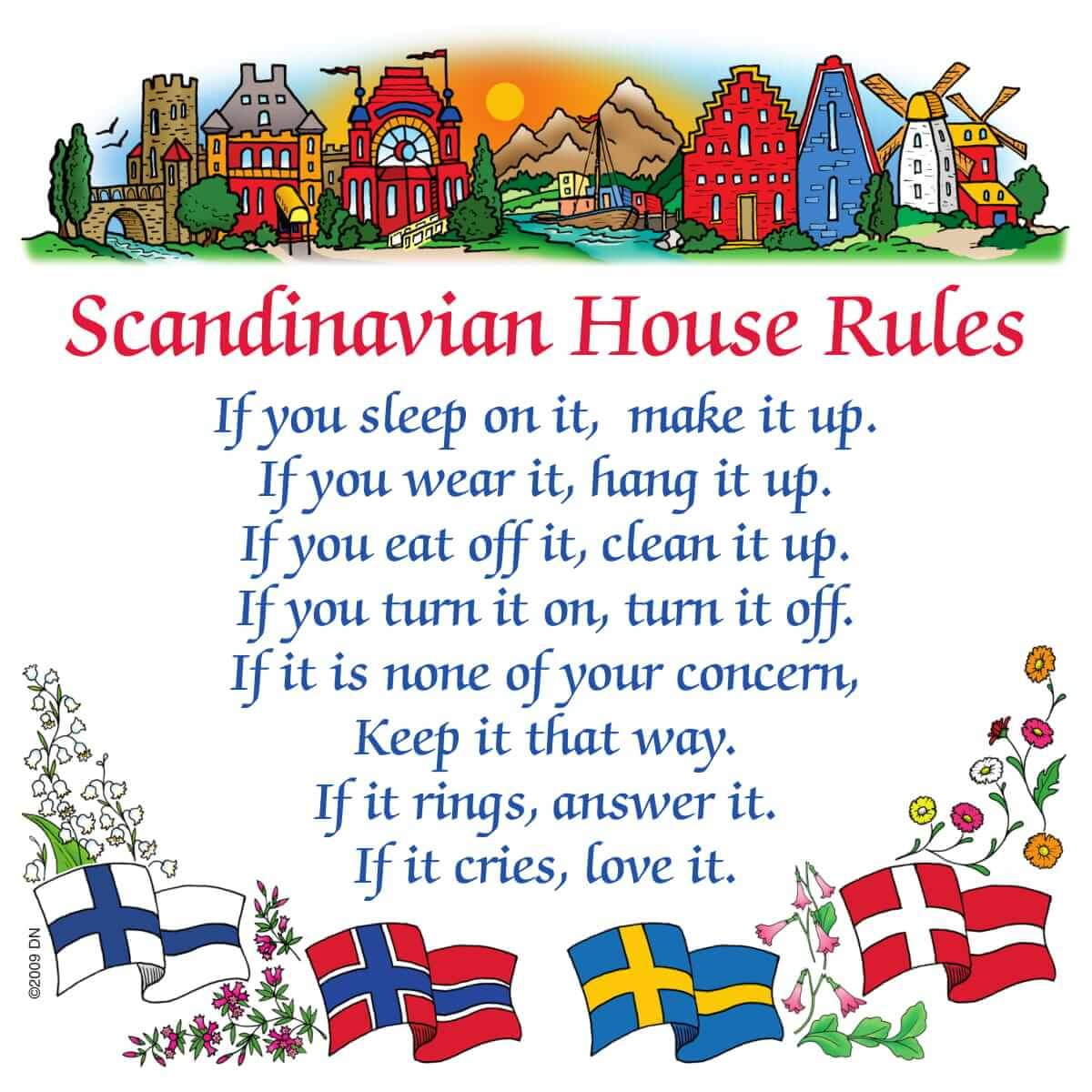SCAN Swedish Gift Wall Tile Scandinavian House Rules - Multicolor Ceramic - Walmart.com