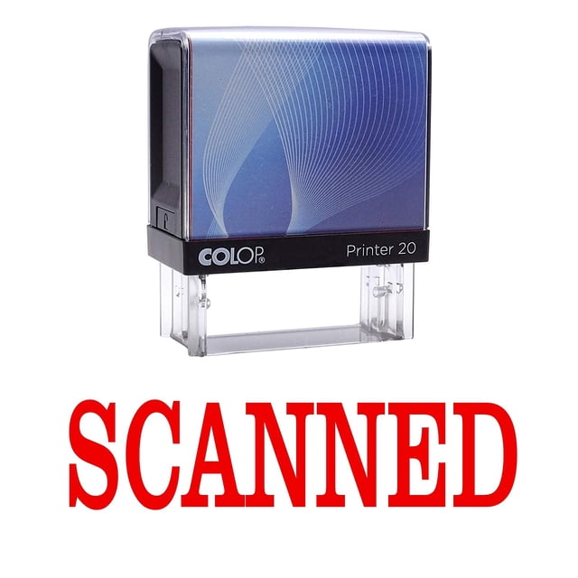 SCANNED Self Inking Rubber Stamp Red Ink Office Stationary Custom Colop ...